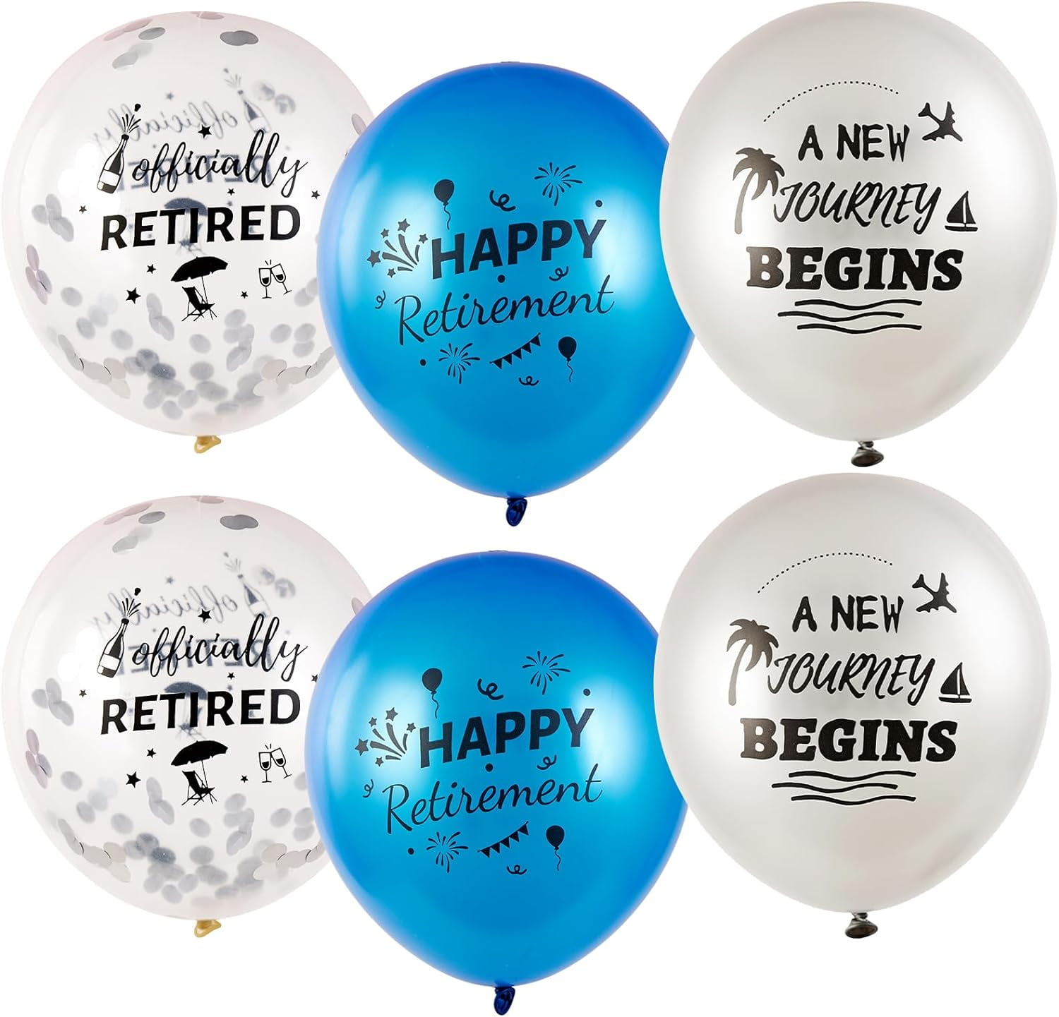Highcool 18 Pcs Hpy Retirement Balloons With Pattern 12 In Blue and ...
