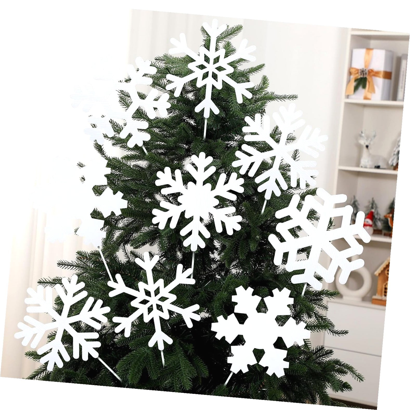 Highcool 18-Piece Tree Picks 7.87 Inches Extra Large White Snowflake ...