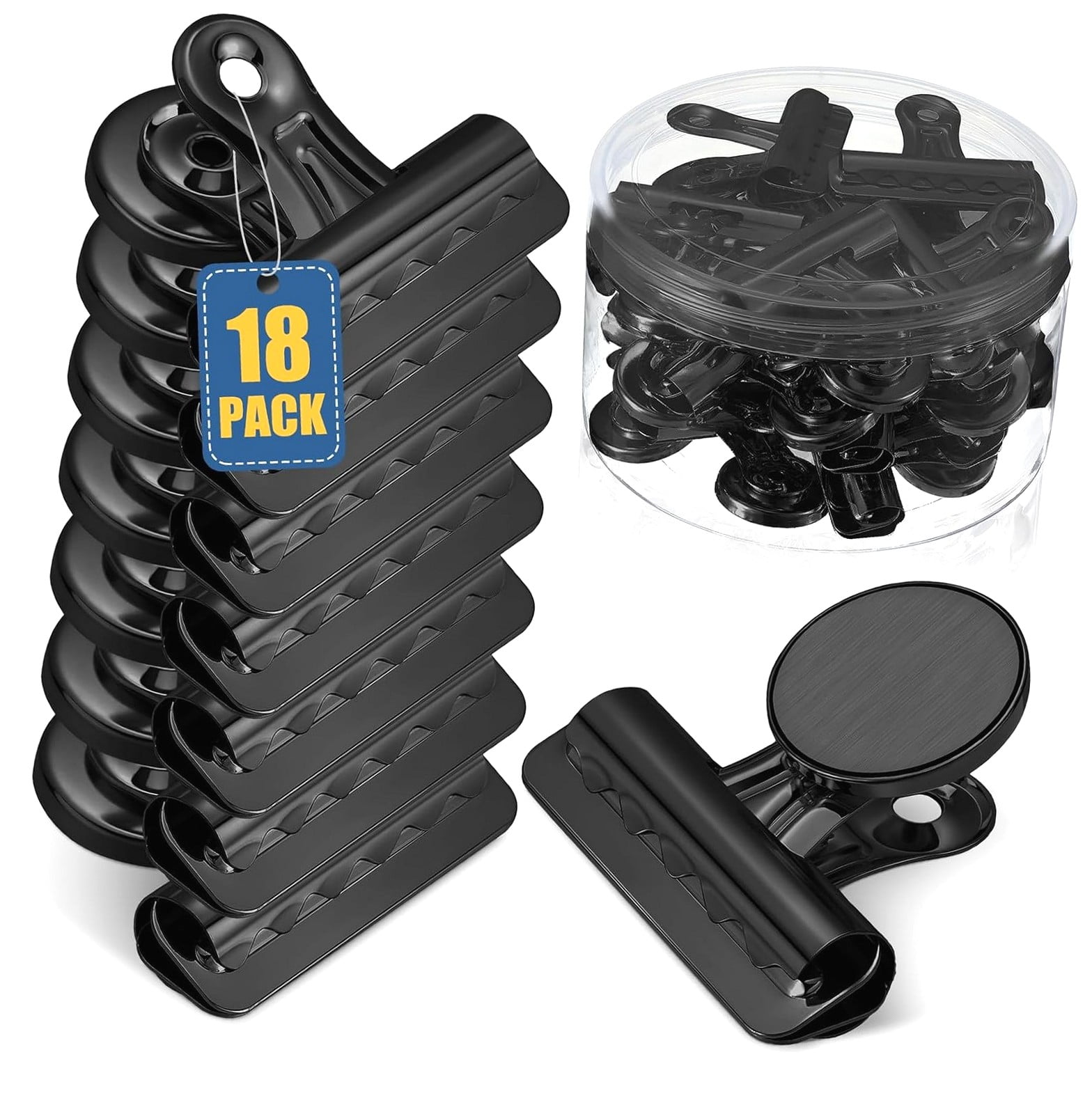 Highcool 18 Pieces Clips 2.2 Inch Metal Refrigerator Clips Box for ...