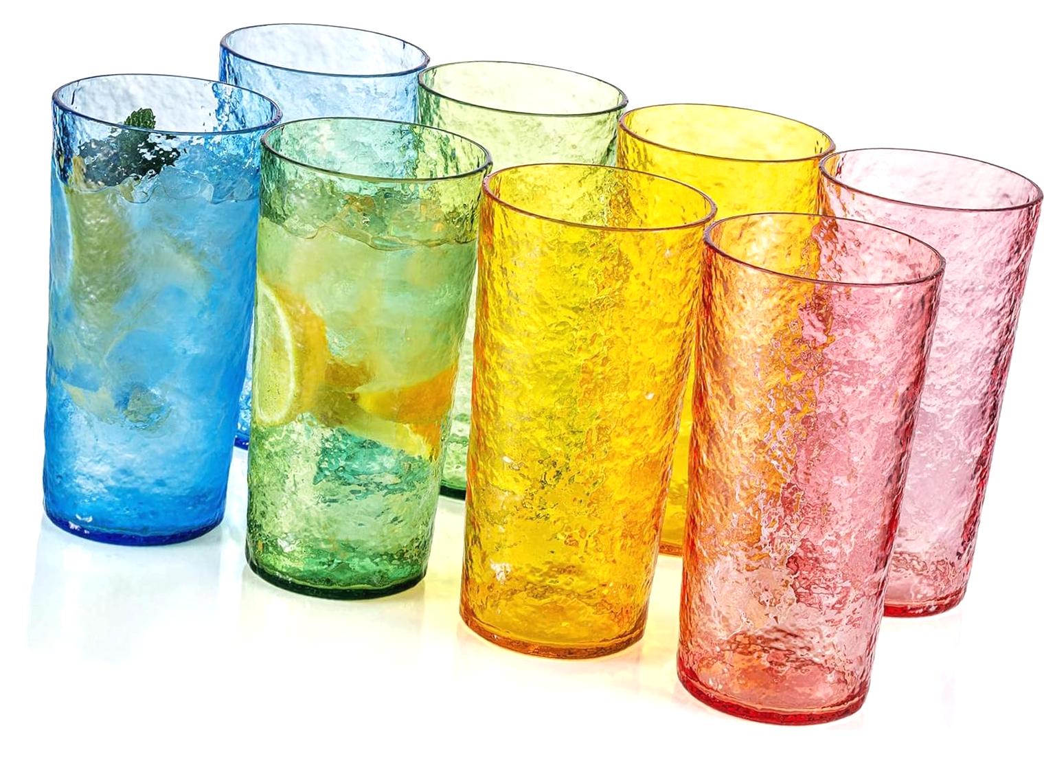 Highcool 18-ounce Acrylic Highball Glasses Plastic Tumbler, Set of 8 ...