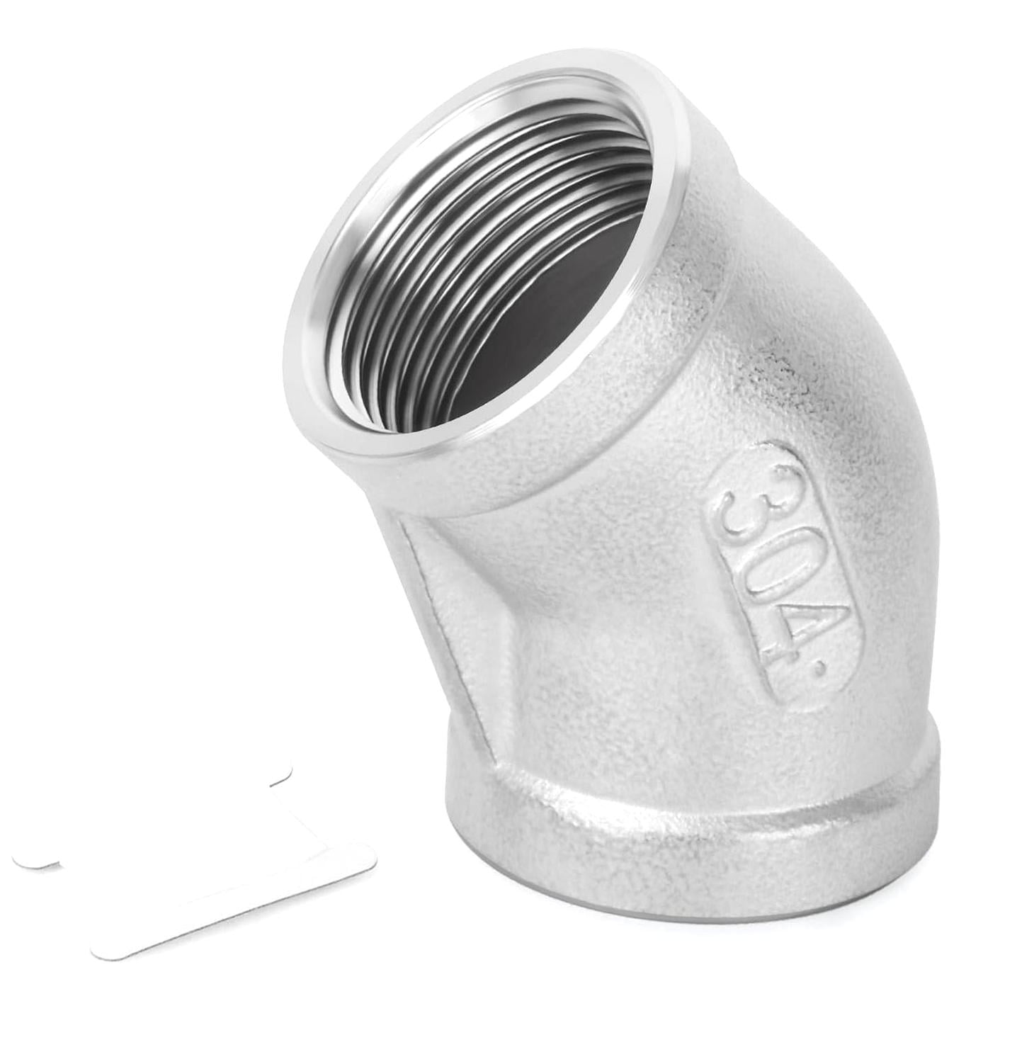 Highcool 1PCS 304 Steel 45 Degree Elbow, 2" NPT Female x 2" NPT Female ...