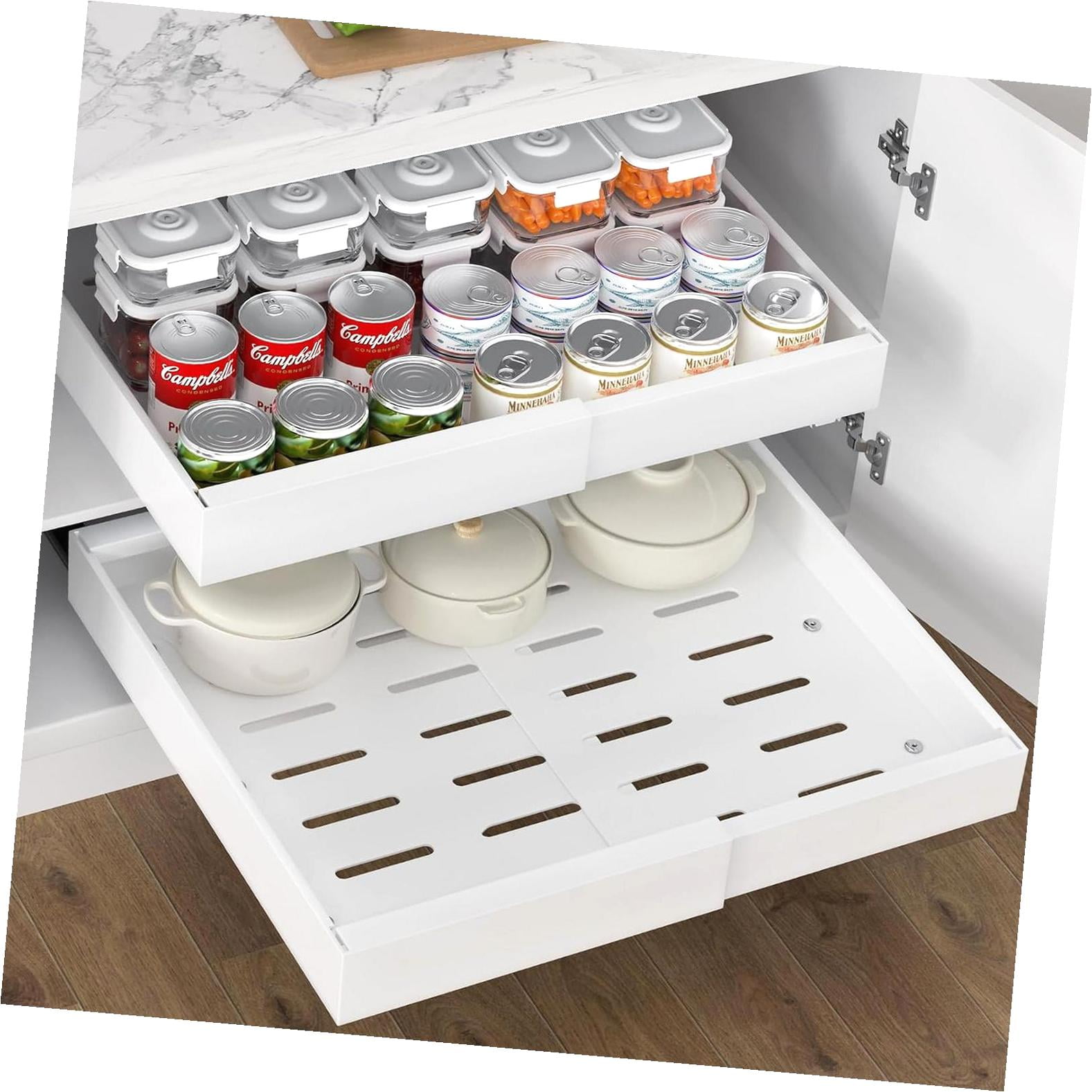 Highcool 2 Pa Expandable Pull Out Cabinet Organizer,21"Deep Slide Out ...