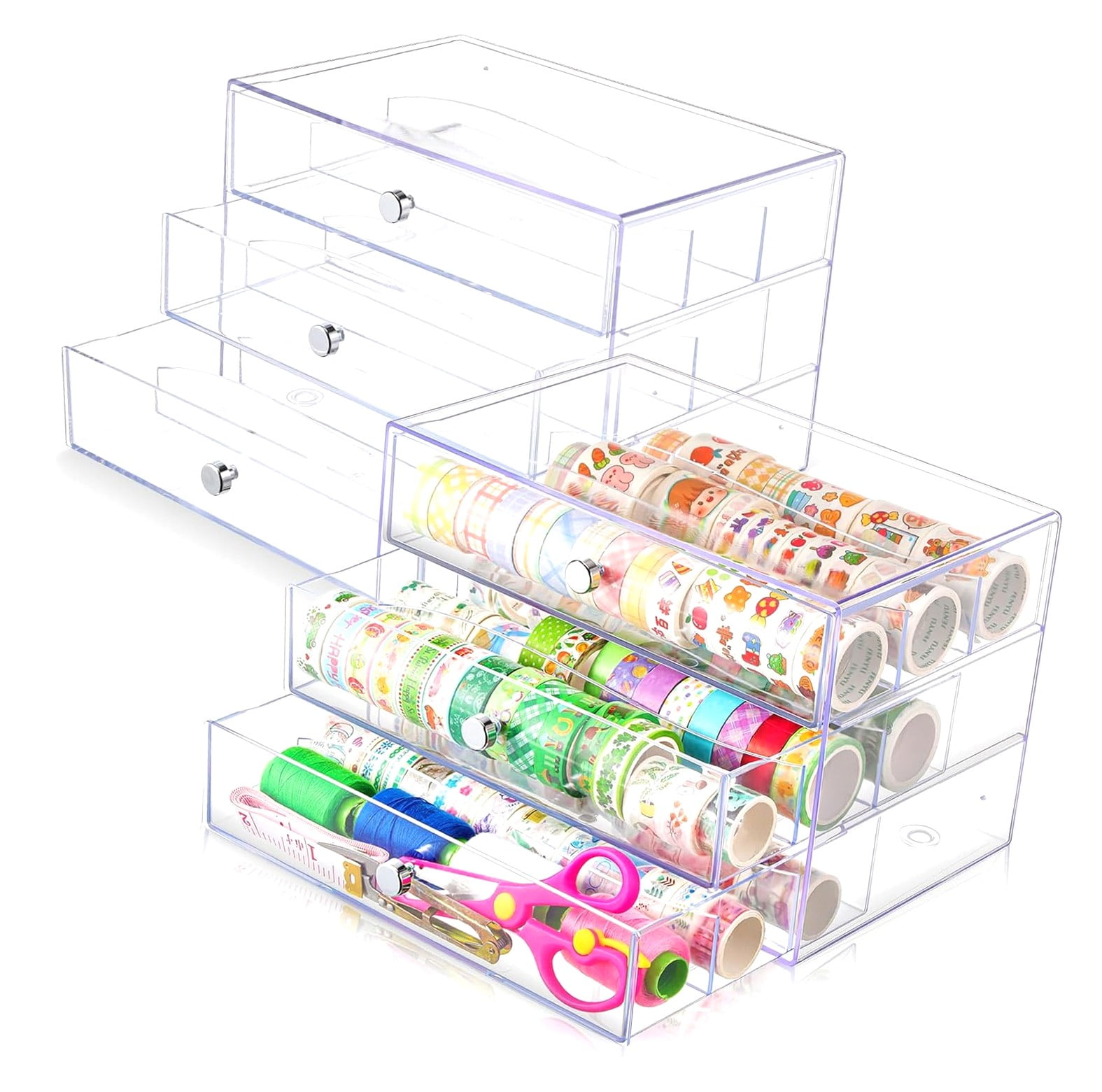 Highcool 2 Pack 3 Drawer Organizer Plastic Storage Cube Organizer Box ...