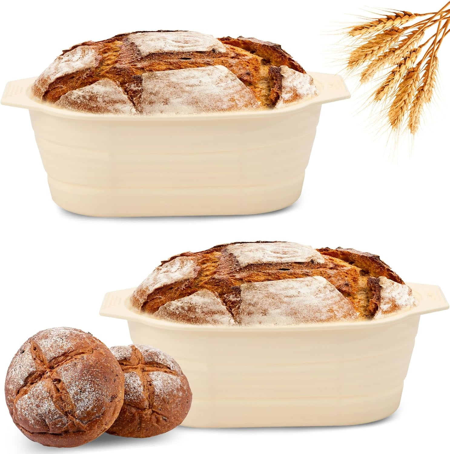 Highcool 2-Pack Bread Proofing Baskets – 11 by 6 by 4 Inch Oval ...