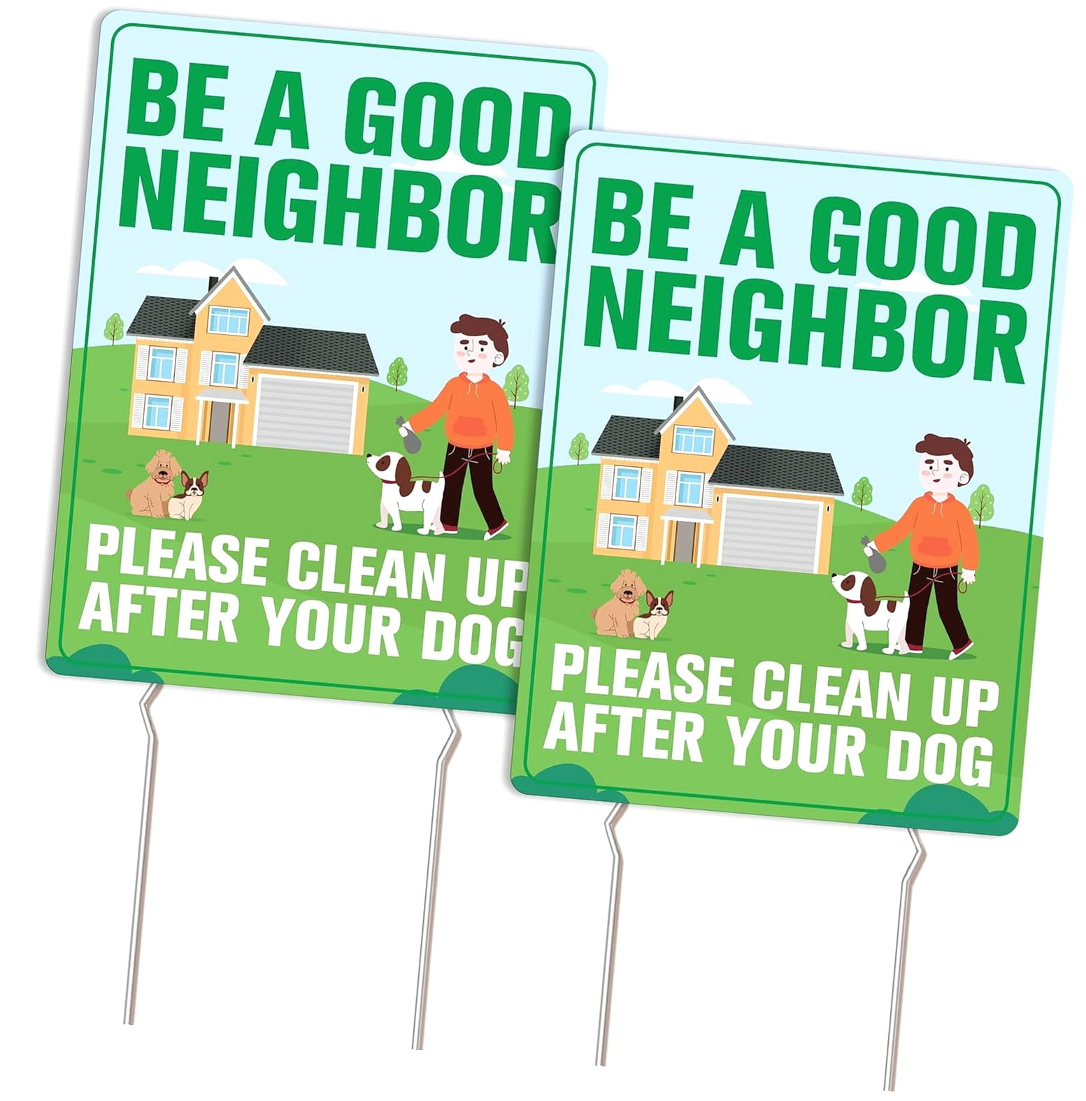 Highcool 2 Pack Clean After Your Signs with 4 Metal Stakes, Double ...