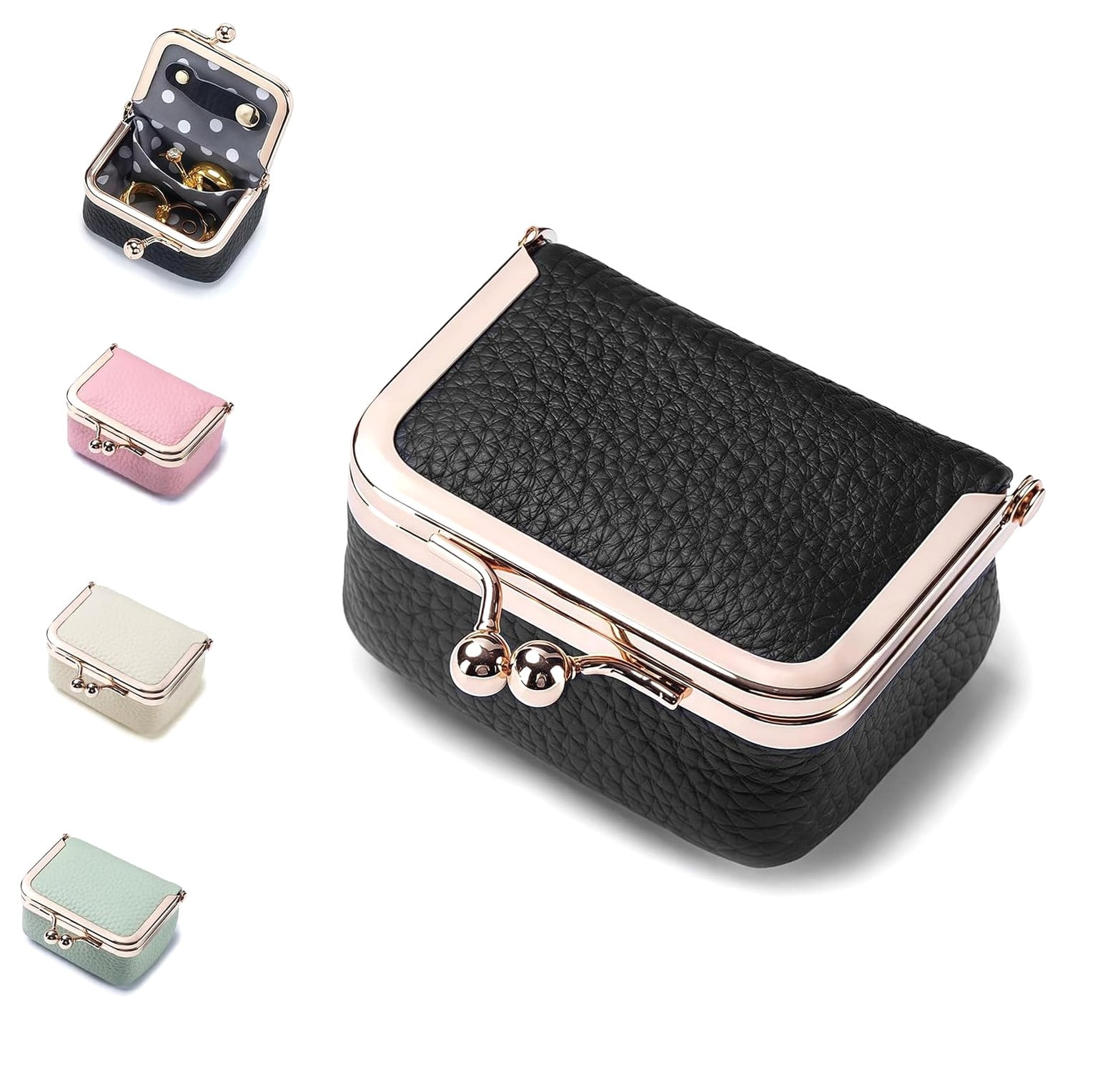 Highcool 2-Pack Genuine Leather Coin Purse Jewelry Box Travel Case ...