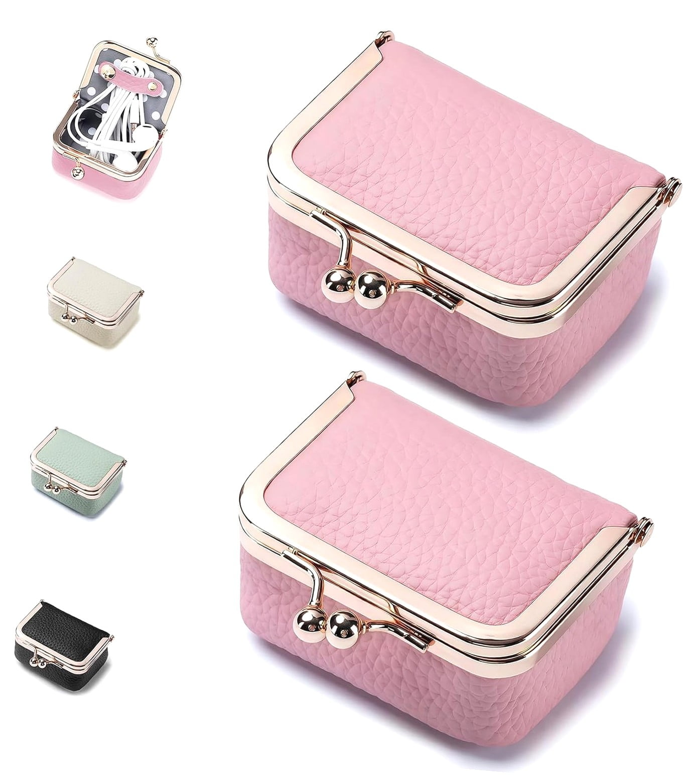 Highcool 2-Pack Genuine Leather Coin Purse Jewelry Box Travel Case ...