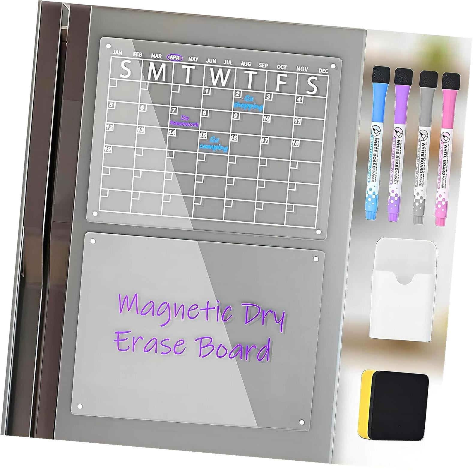 Highcool 2 Pack Magnetic Calendar Panel for Fridge - 16" x 12" Acrylic ...