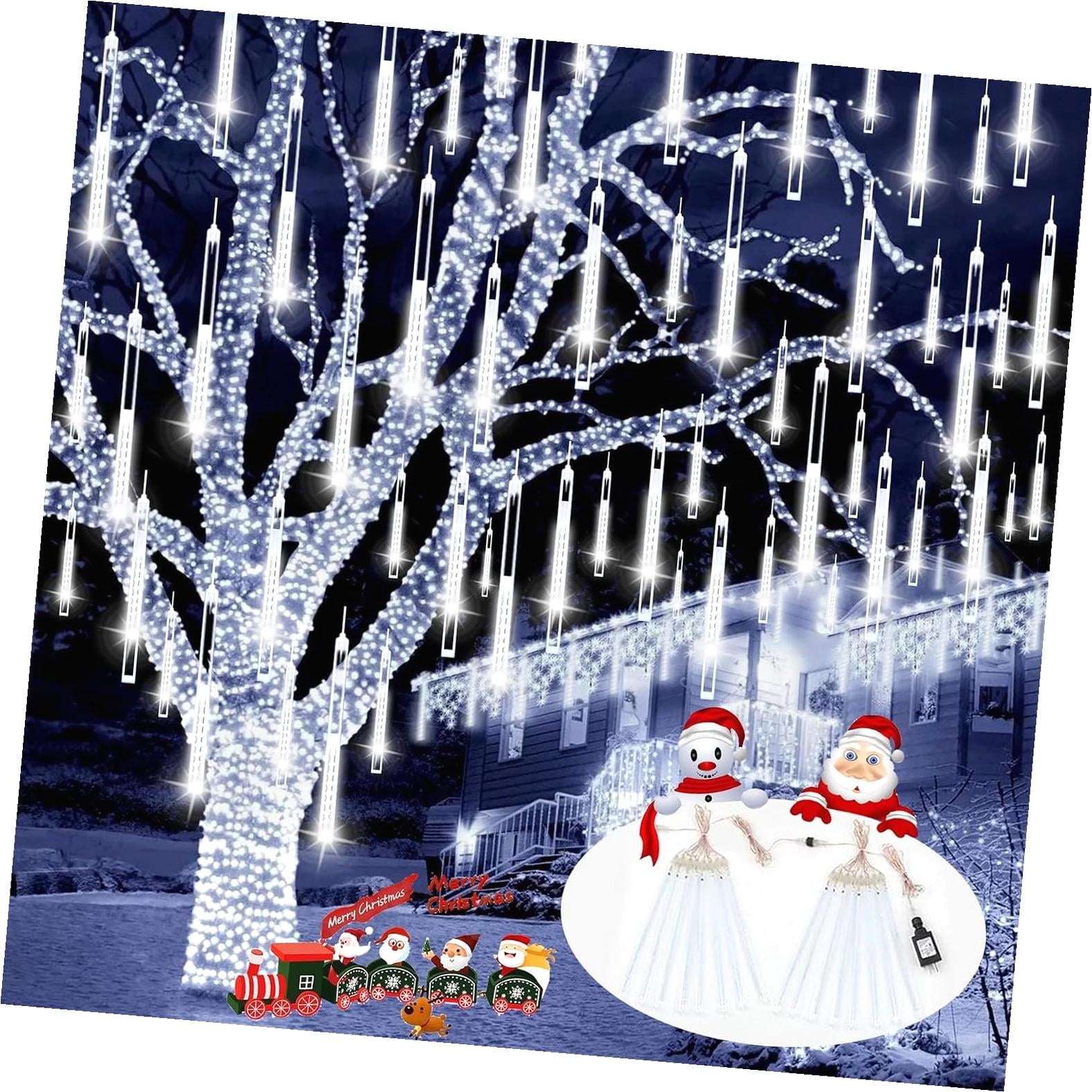 Highcool 2-Pack Meteor Shower Christmas Lights Decorations, Expandable ...