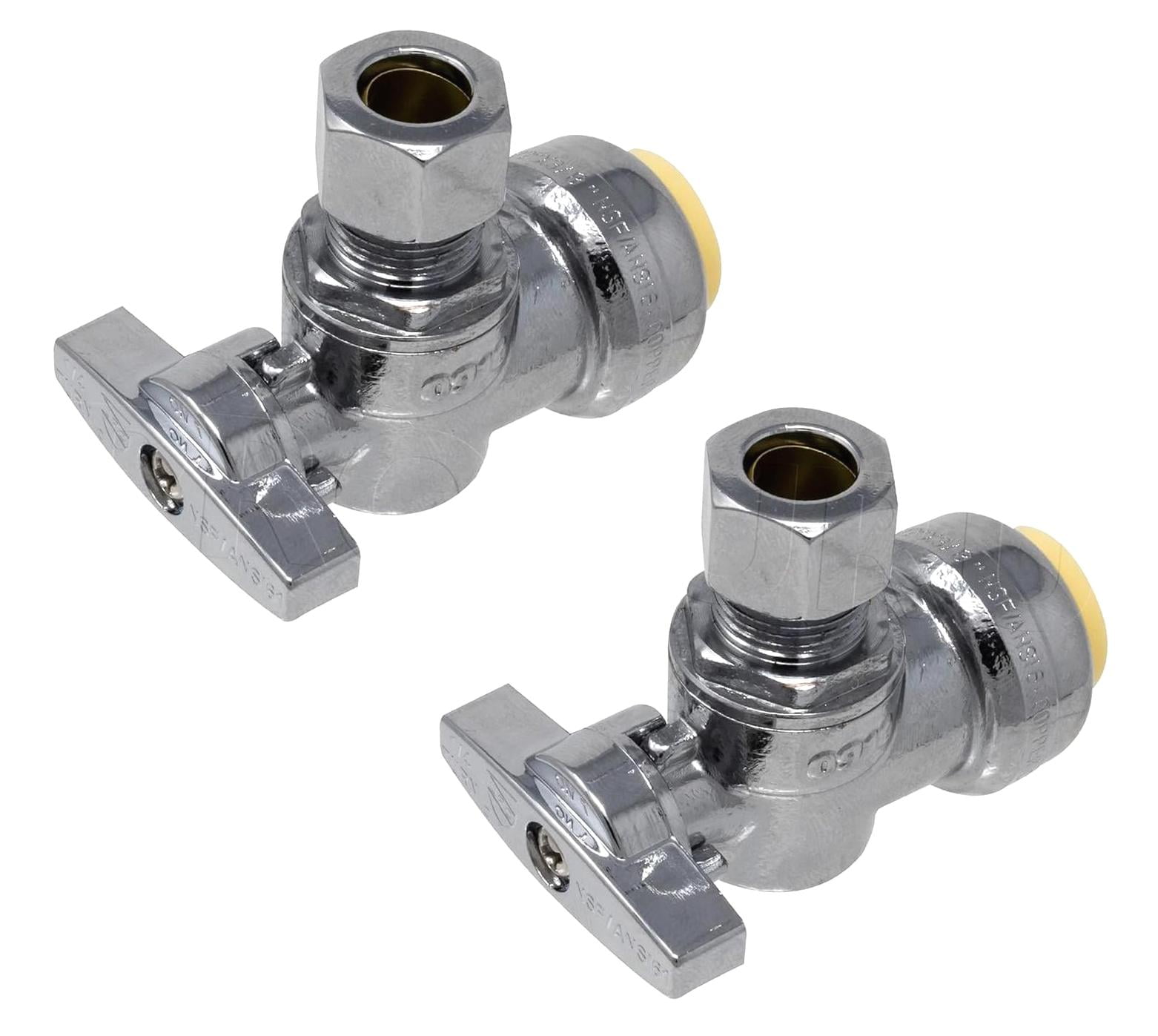Highcool 2-Pack PushFit Angle Stop Valve 1/2" Nom x 3/8" OD Comp ...