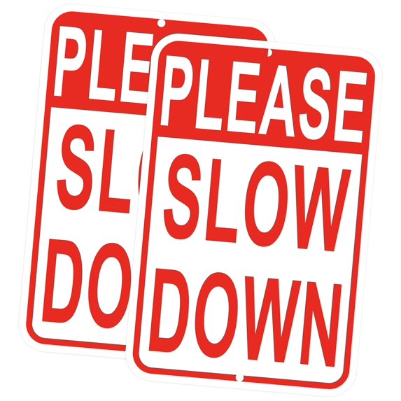Highcool 2-Pack Slow Down Signs, 18x12 Inches, Aluminum, Traffic Signs ...