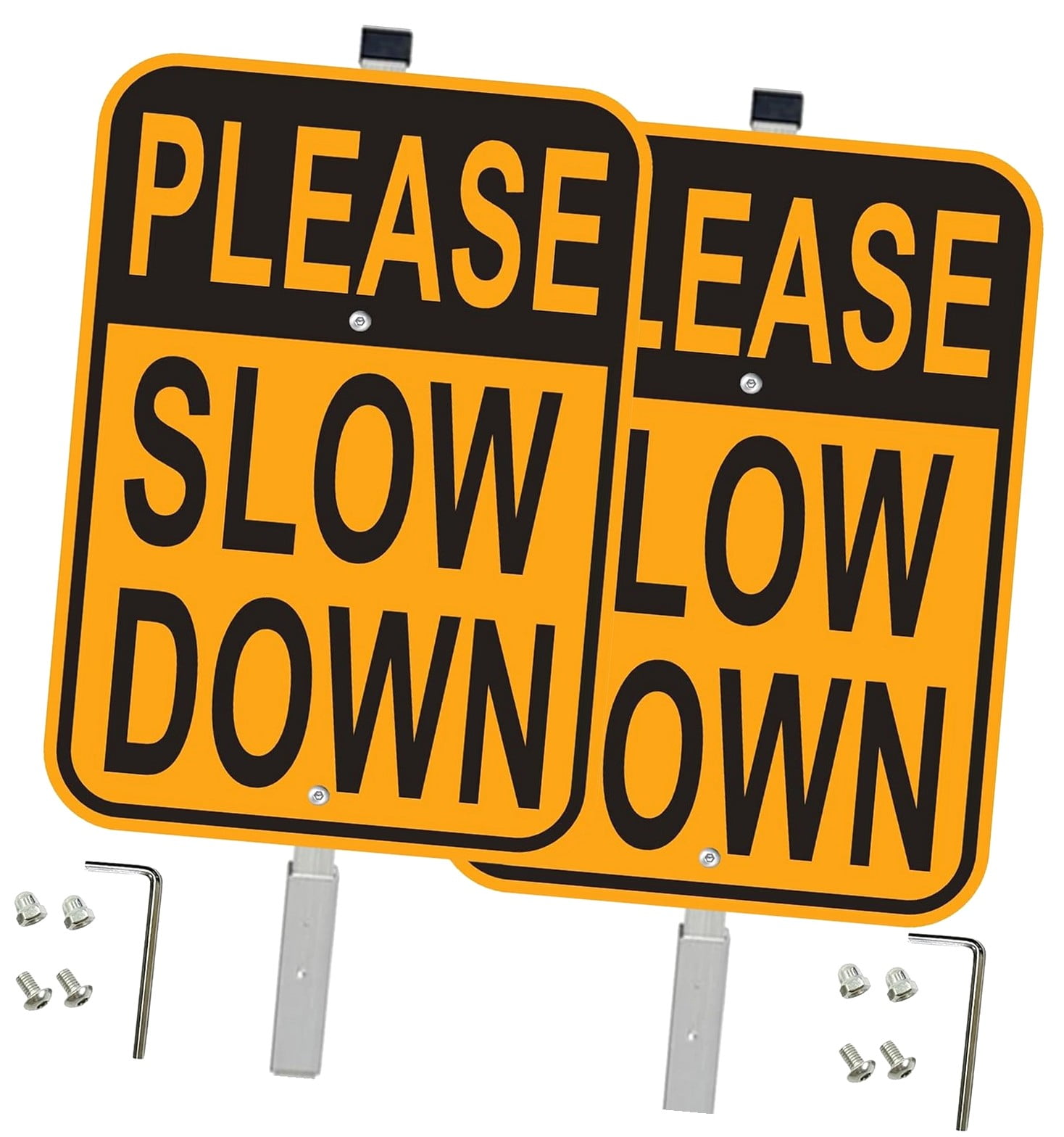Highcool 2 Pack Slow Down Yard Signs, with 36-inch Metal Stakes, 14 ...