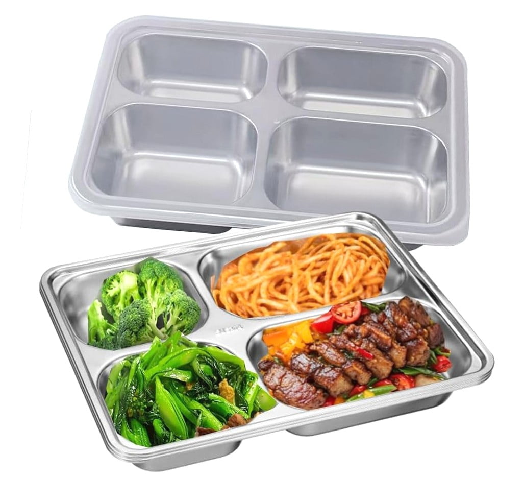 Highcool 2-Pack Steel Divided Plates Tray with 4 Sections, Plates ...