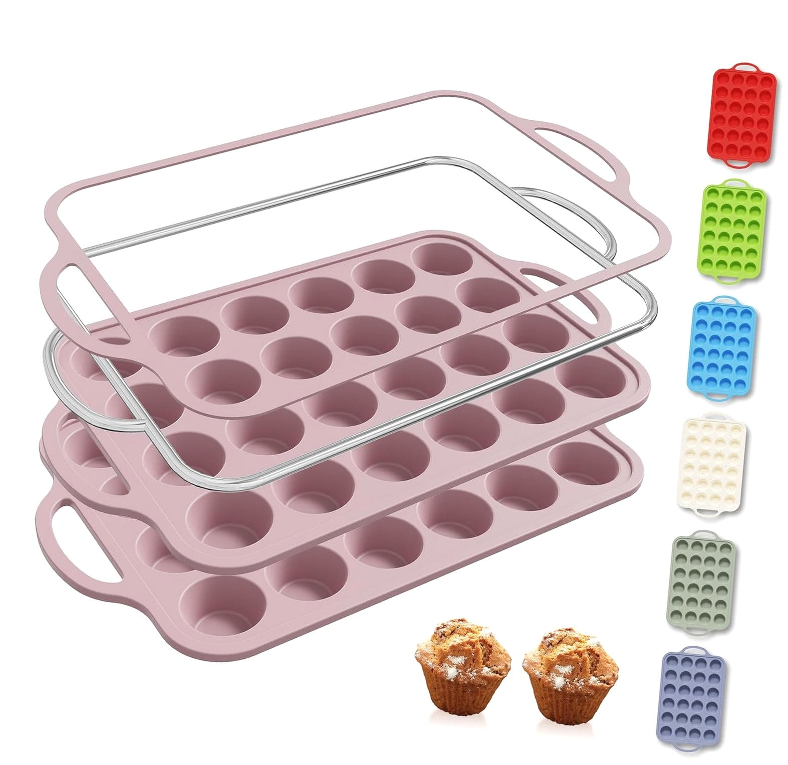 Highcool 2 Packs 24 Cups Muffin Pan with Metal Reinforced Frame Size ...