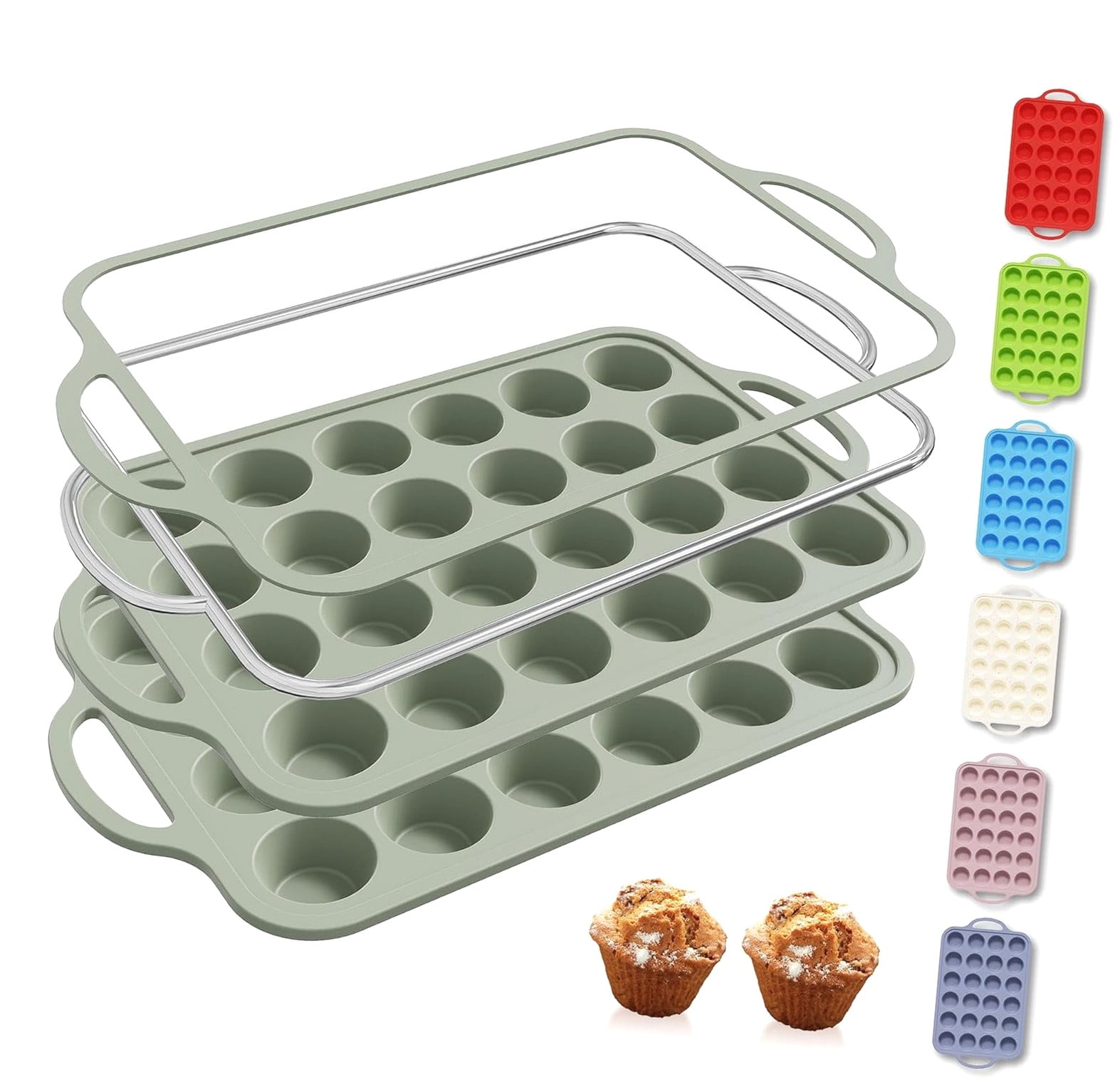 Highcool 2 Packs 24 Cups Muffin Pan with Metal Reinforced Frame Size ...