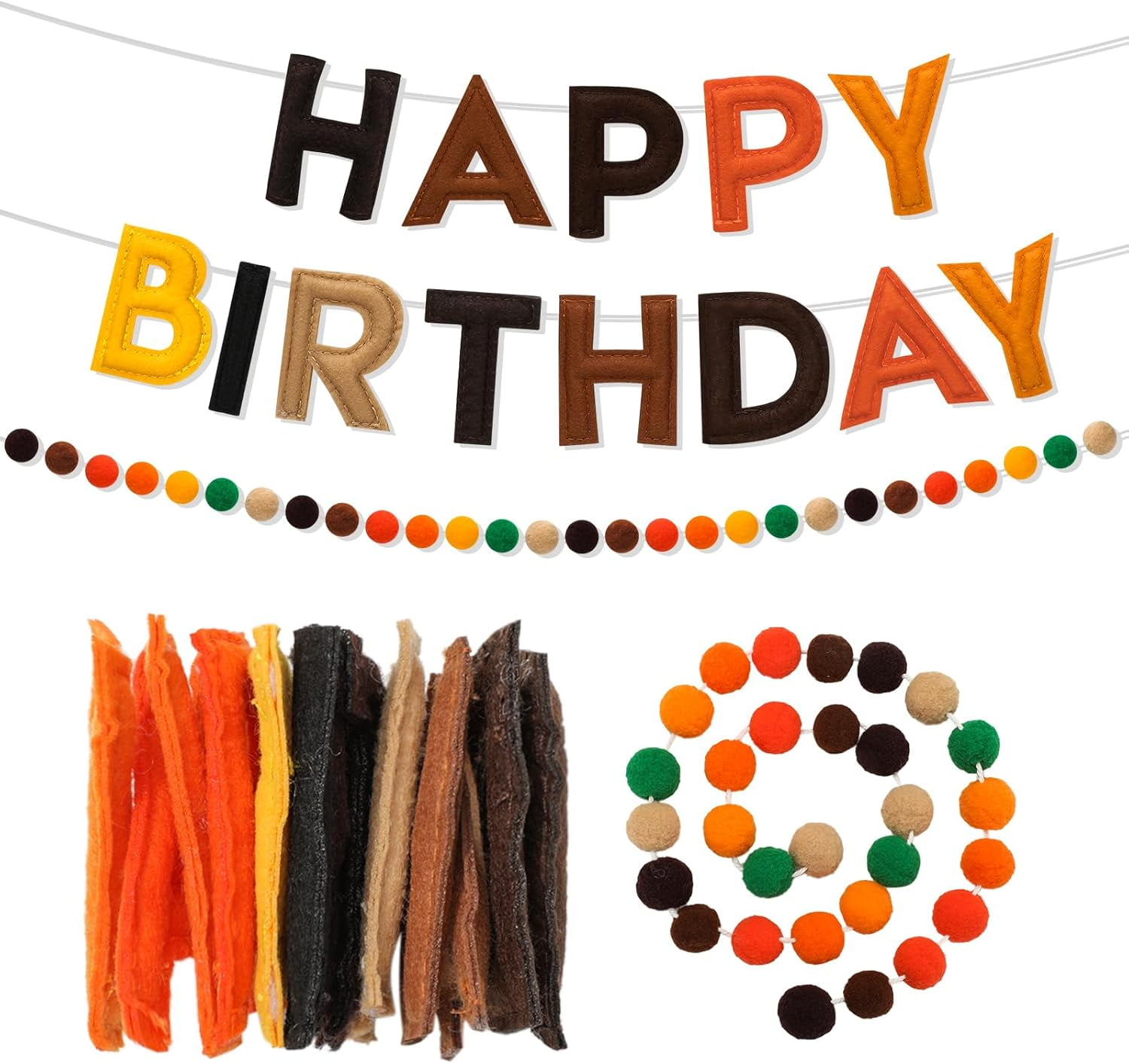 Highcool 2 Pcs Fall Felt Banner Pre Strung Bunting Garland for Autumn ...