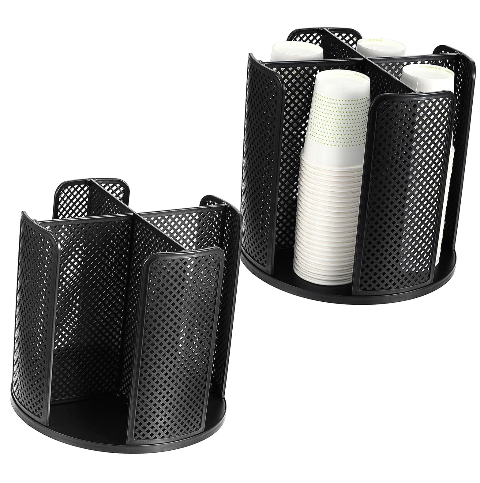 Highcool 2 Pcs Rotating Paper Cup Dispenser, 4-Compartment Holder ...