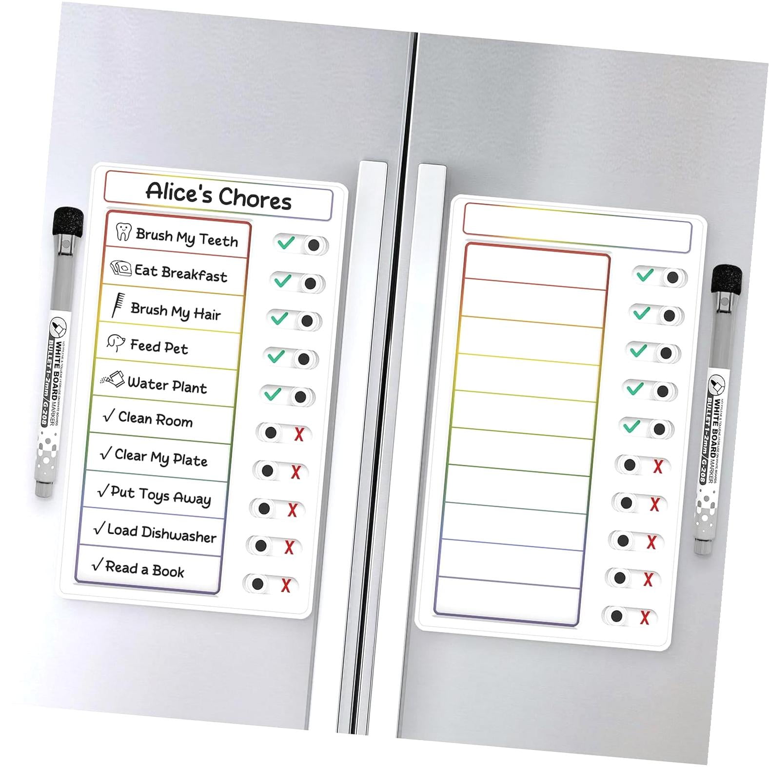 Highcool 2 Piece Chore Chart Set: Magnetic Routine Slider for Fridge ...