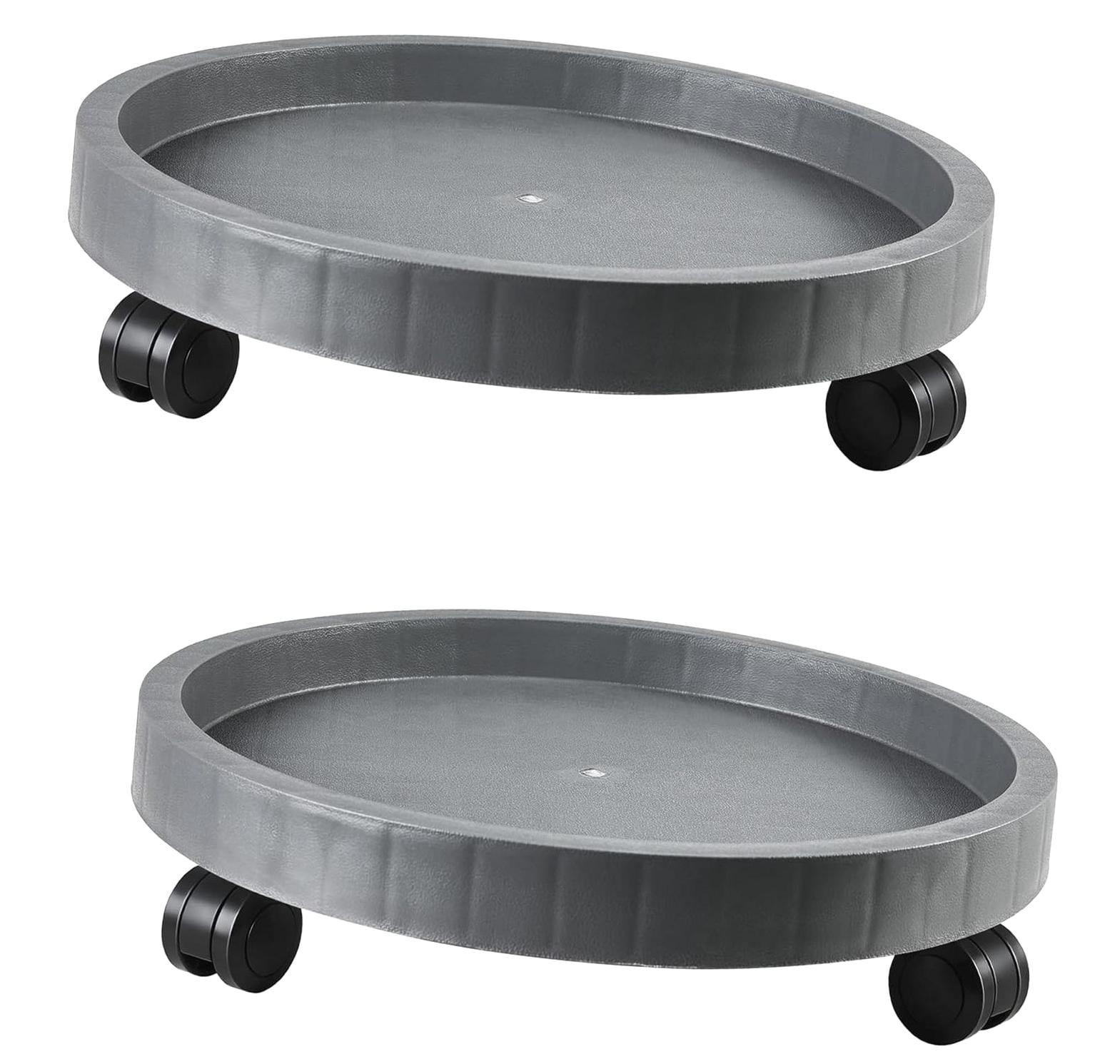 Highcool 2-Piece Set of 11-Inch Rolling Planter Caddies, Wheeled Saucer ...
