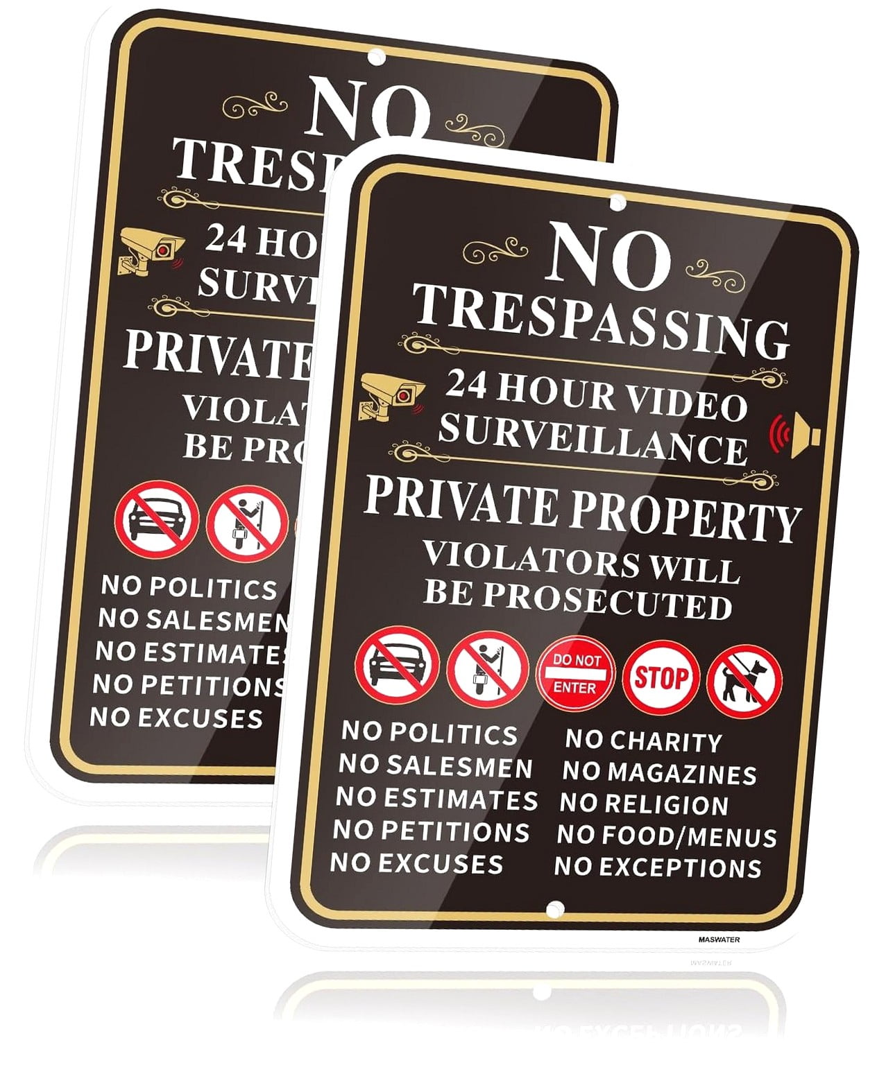 Highcool 2 Pieces Large Private Property No Trespassing Signs, 12"X18 ...