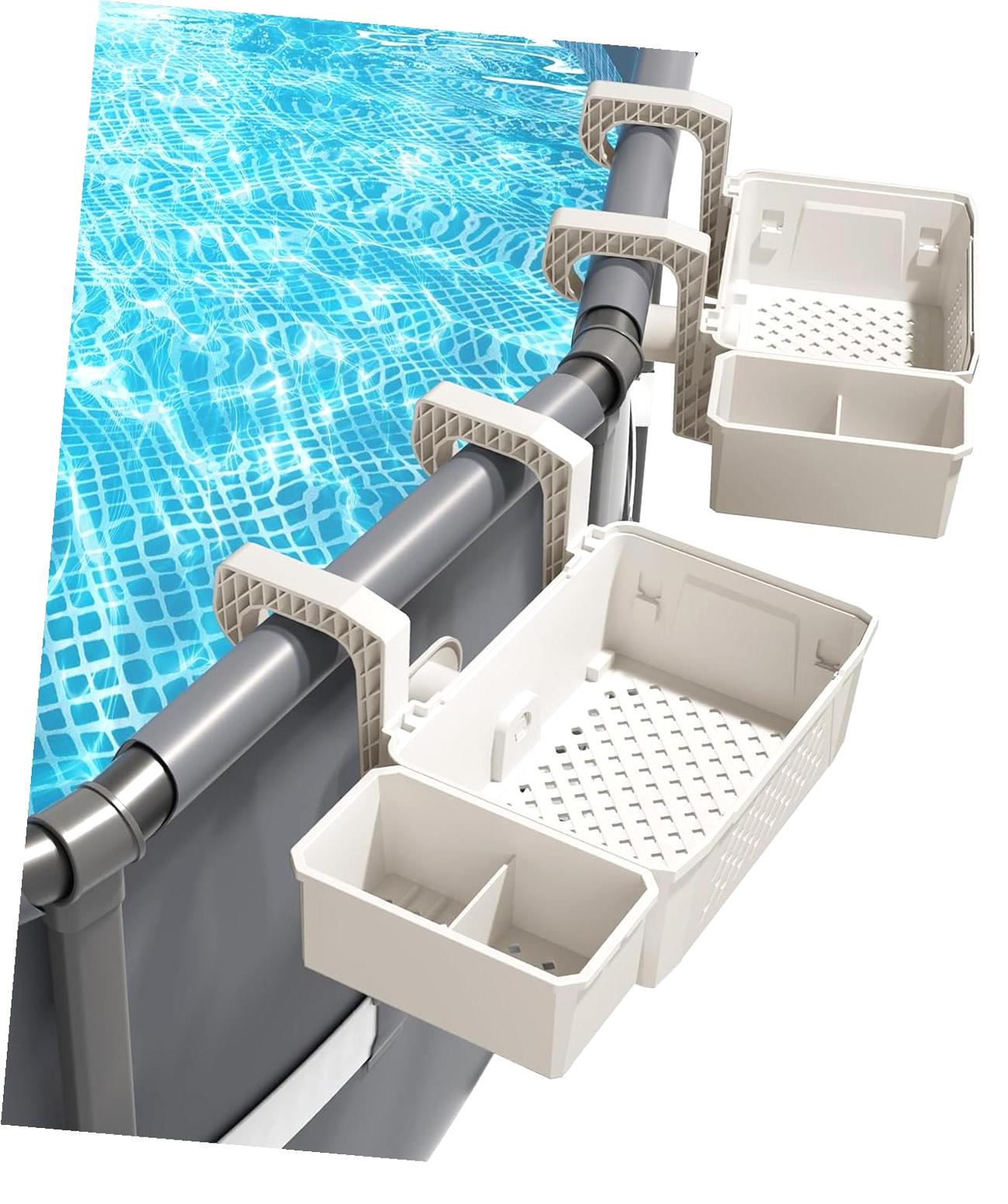 Highcool 2 Sets of Poolside Storage Baskets with Cup Holders - Perfect ...