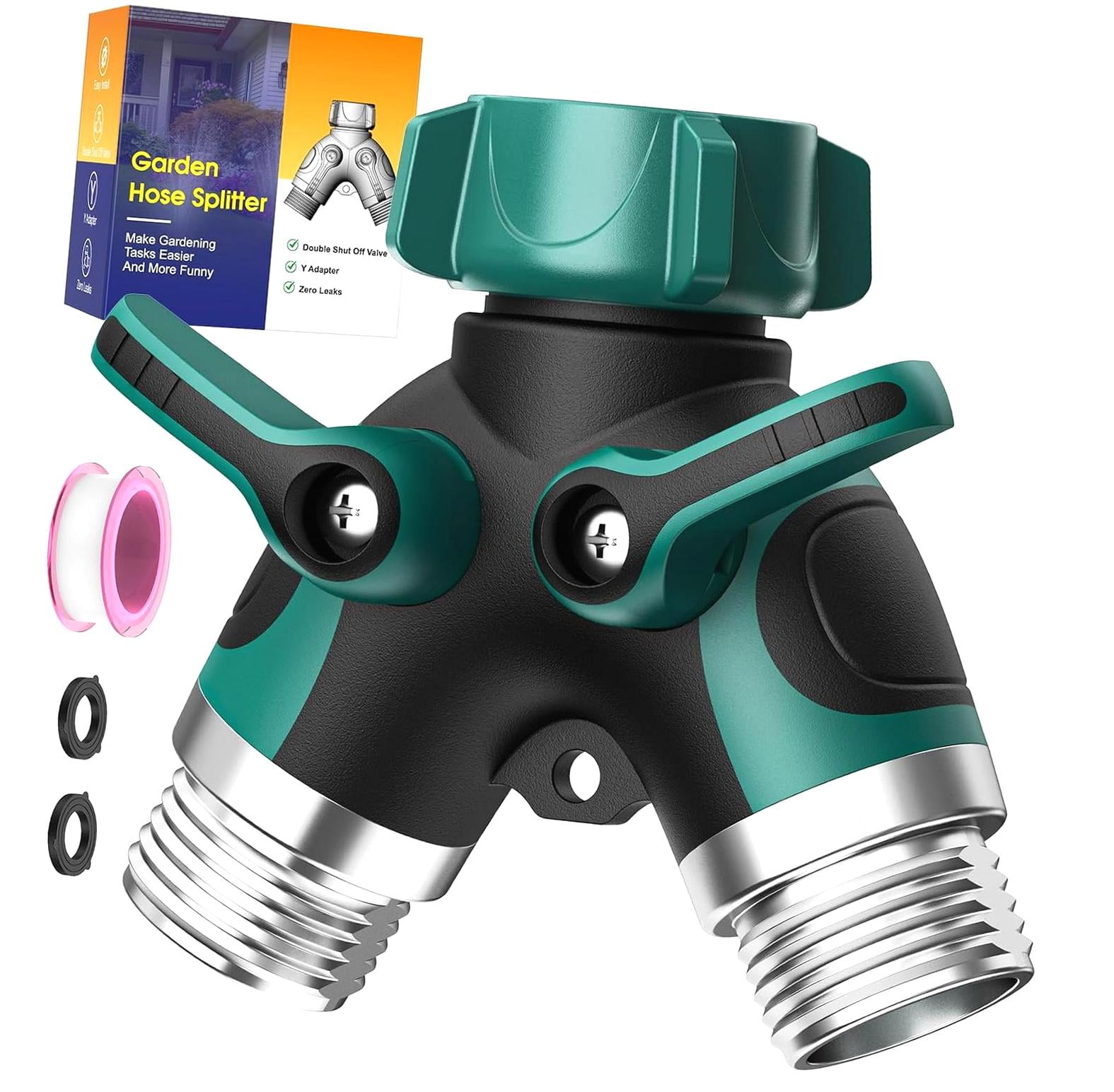 Highcool 2-Way Splitter with Shut-Off , Water Spigot Divider for 3/4 ...