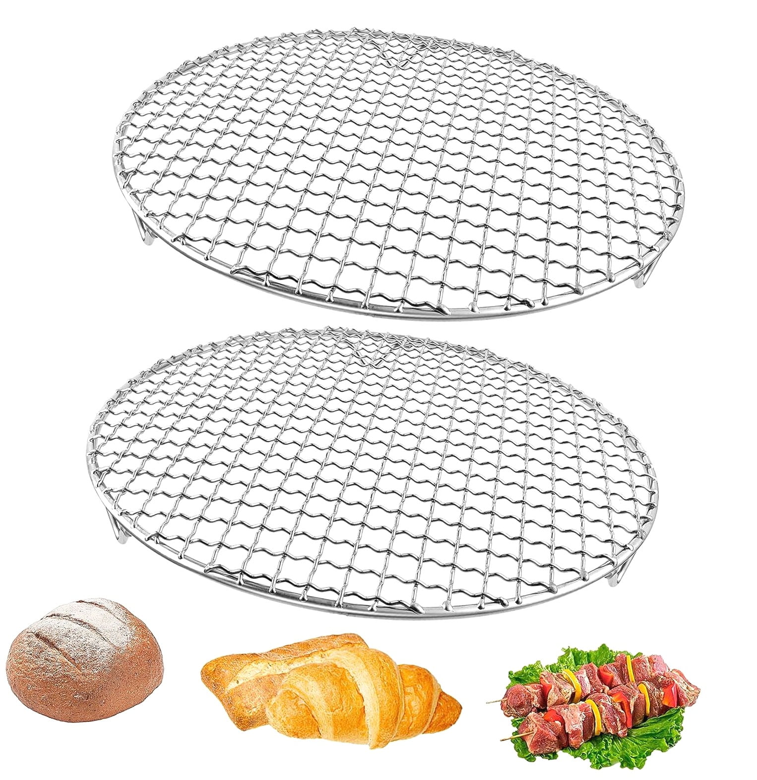 Highcool 2 pcs Round Rack, 11'' Grill Wire Racks, Steel Wire Cooking ...