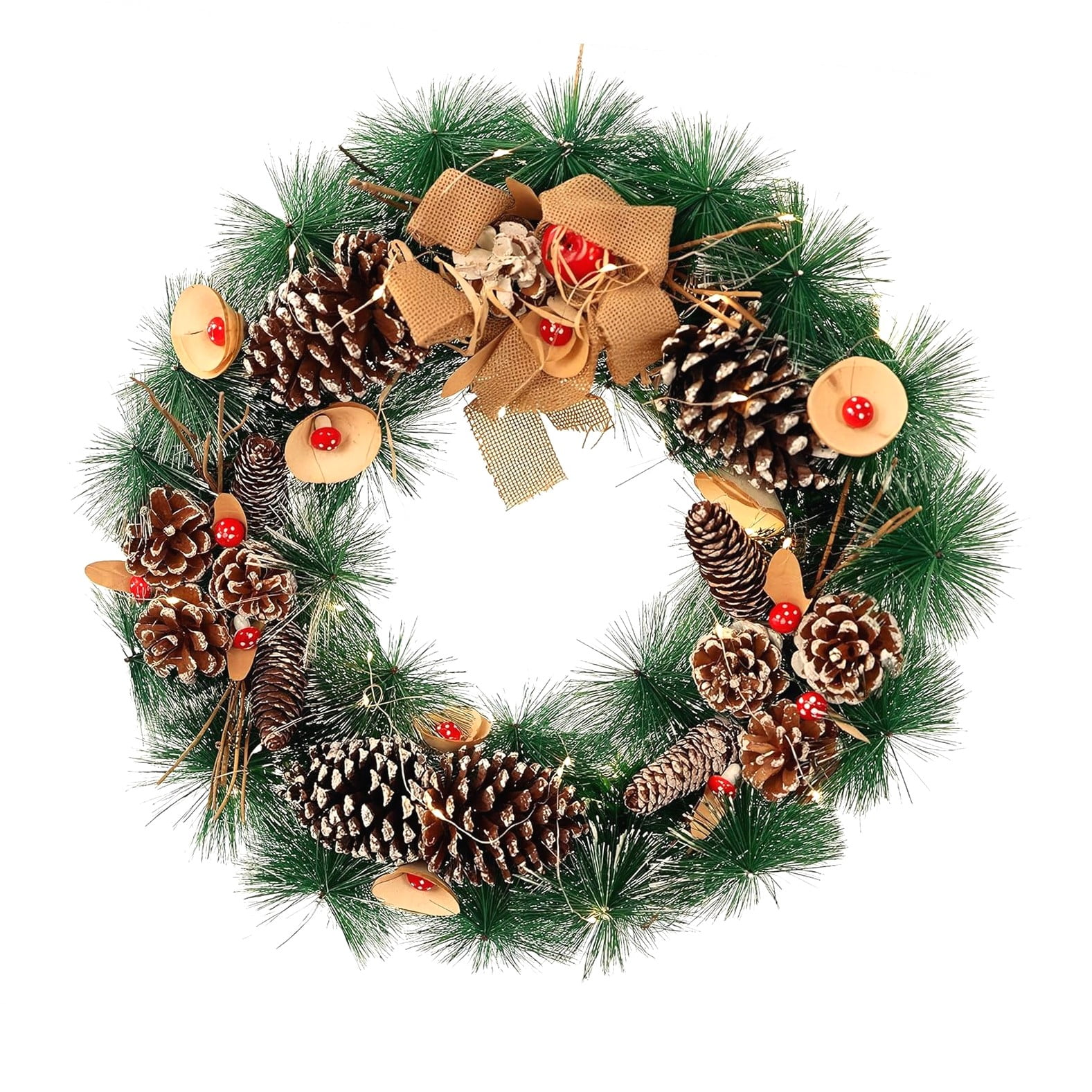 Highcool 20 Inch Christmas Wreath Christmas Door Wreath Ornament with ...