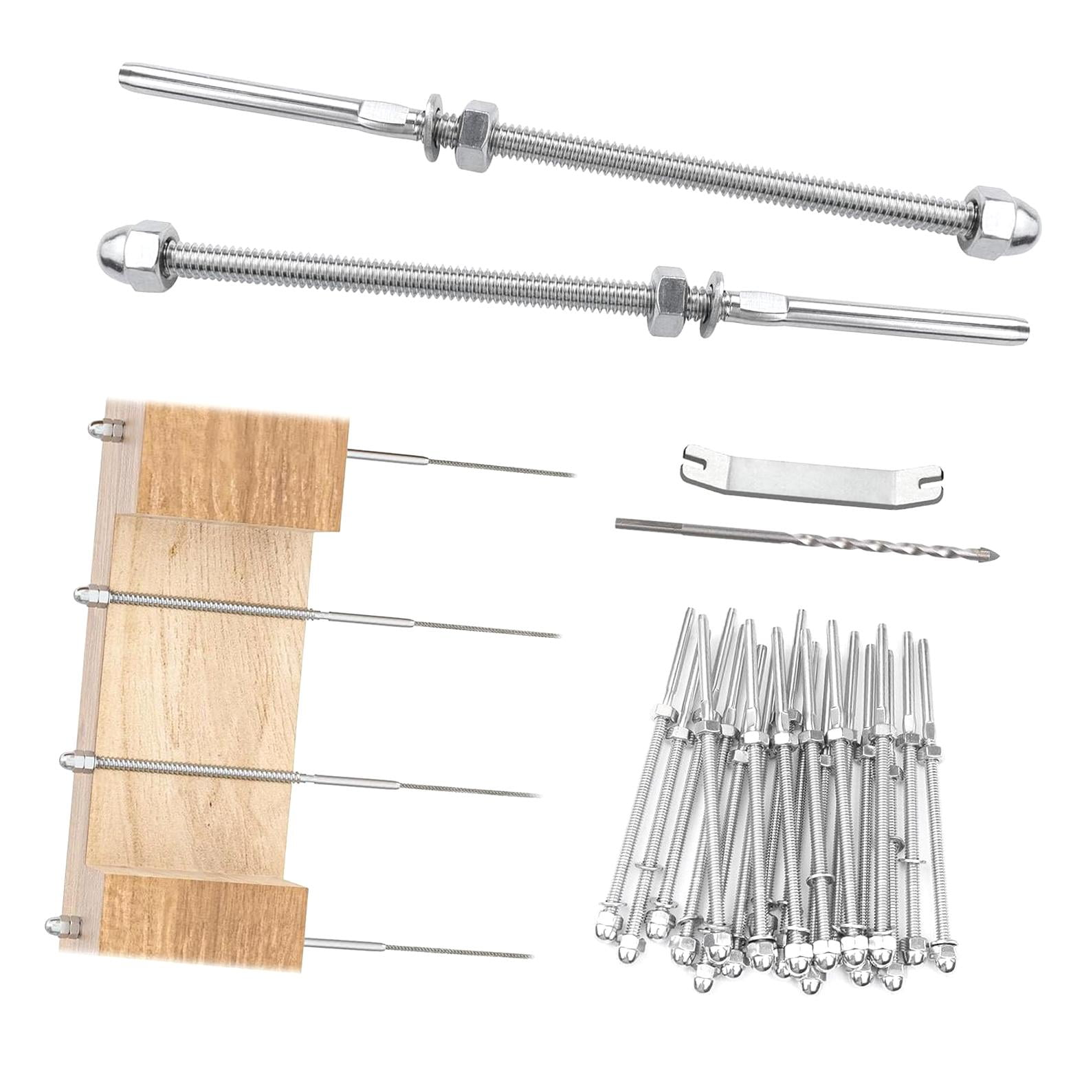 Highcool 20 Pack 1/8" Cable Railing Kit Hand Swage Threaded Stud ...