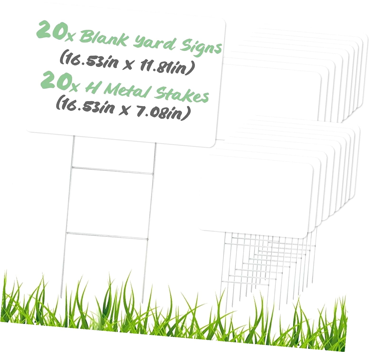 Highcool 20 Pack 12 Inches Blank Yard Signs with Metal -Stakes, White ...