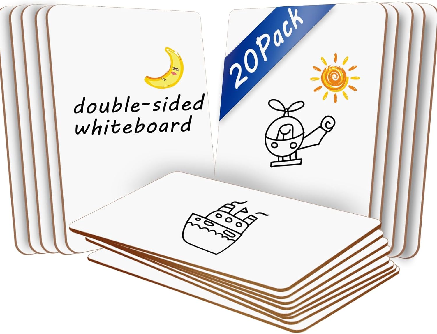 Highcool 20 Pack Double Sided Classroom Pack 12'' 9'' Small Whiteboards ...
