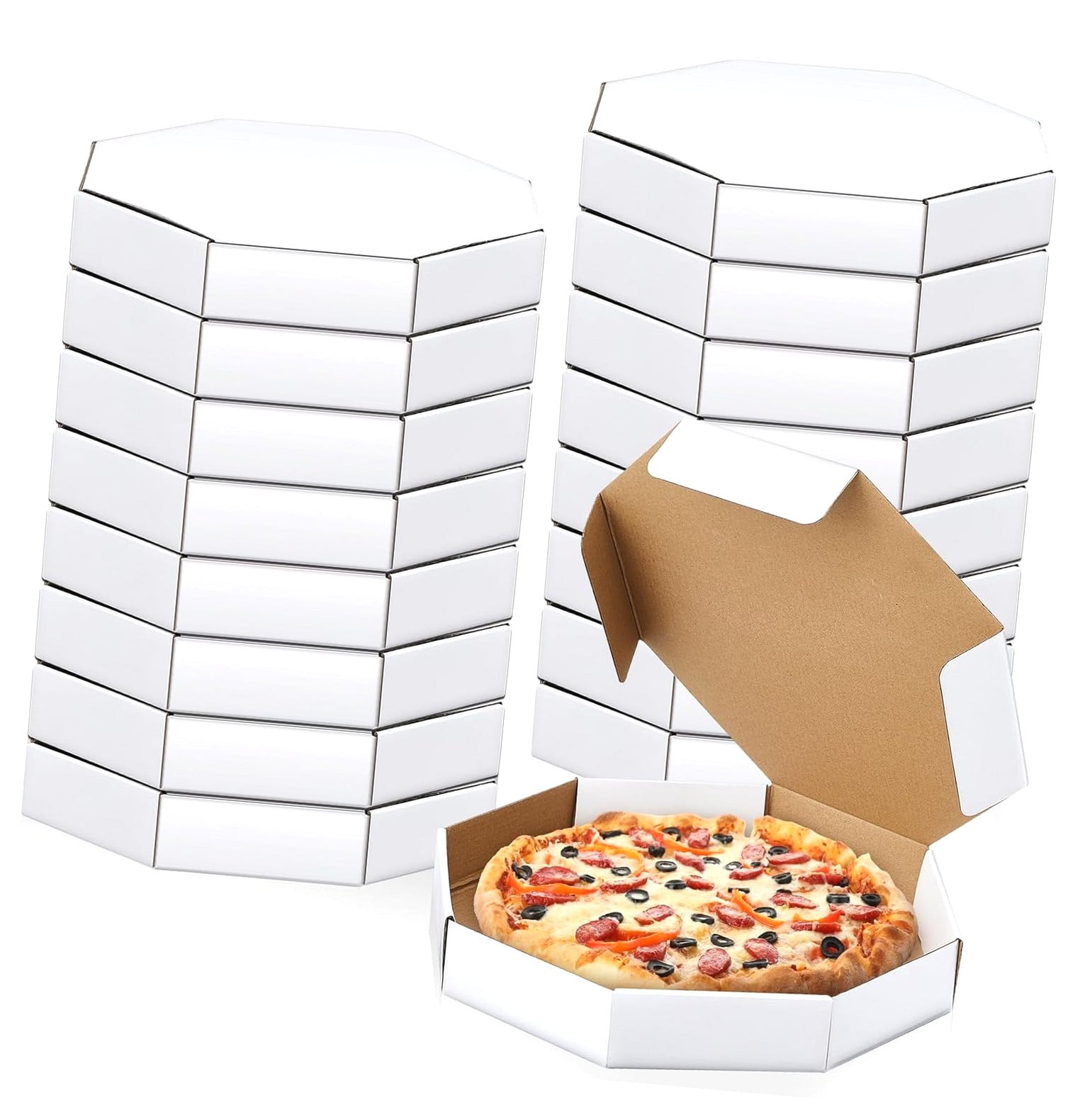 Highcool 20 Pack Octagon Pizza Party Box 12" 12" Cardboard Corrugated ...