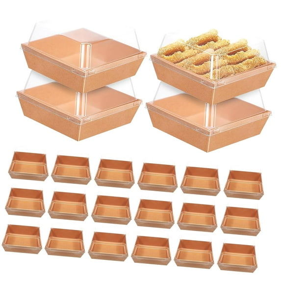 Highcool 20 Pack Plastic Cake Boxes with Clear Square Cake Containers ...