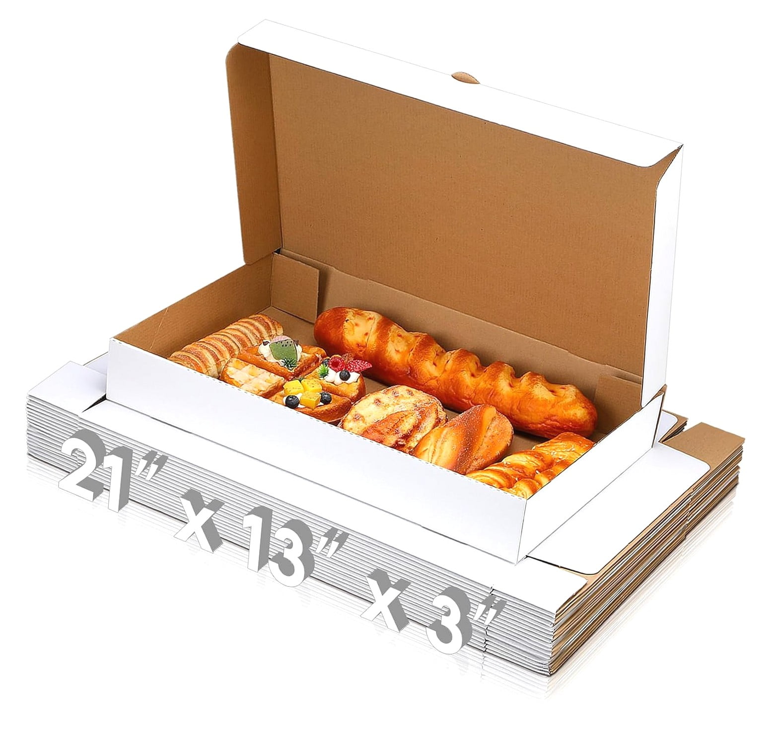 Highcool 20-Piece Full Pan Corrugated Catering Box 21" 13" 3" Stackable Food Delivery Container ...
