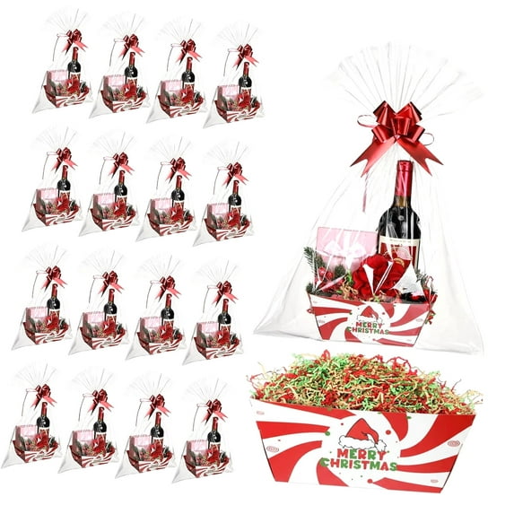 Highcool 20 Sets Christmas Baskets Empty Christmas Basket with Handles ...