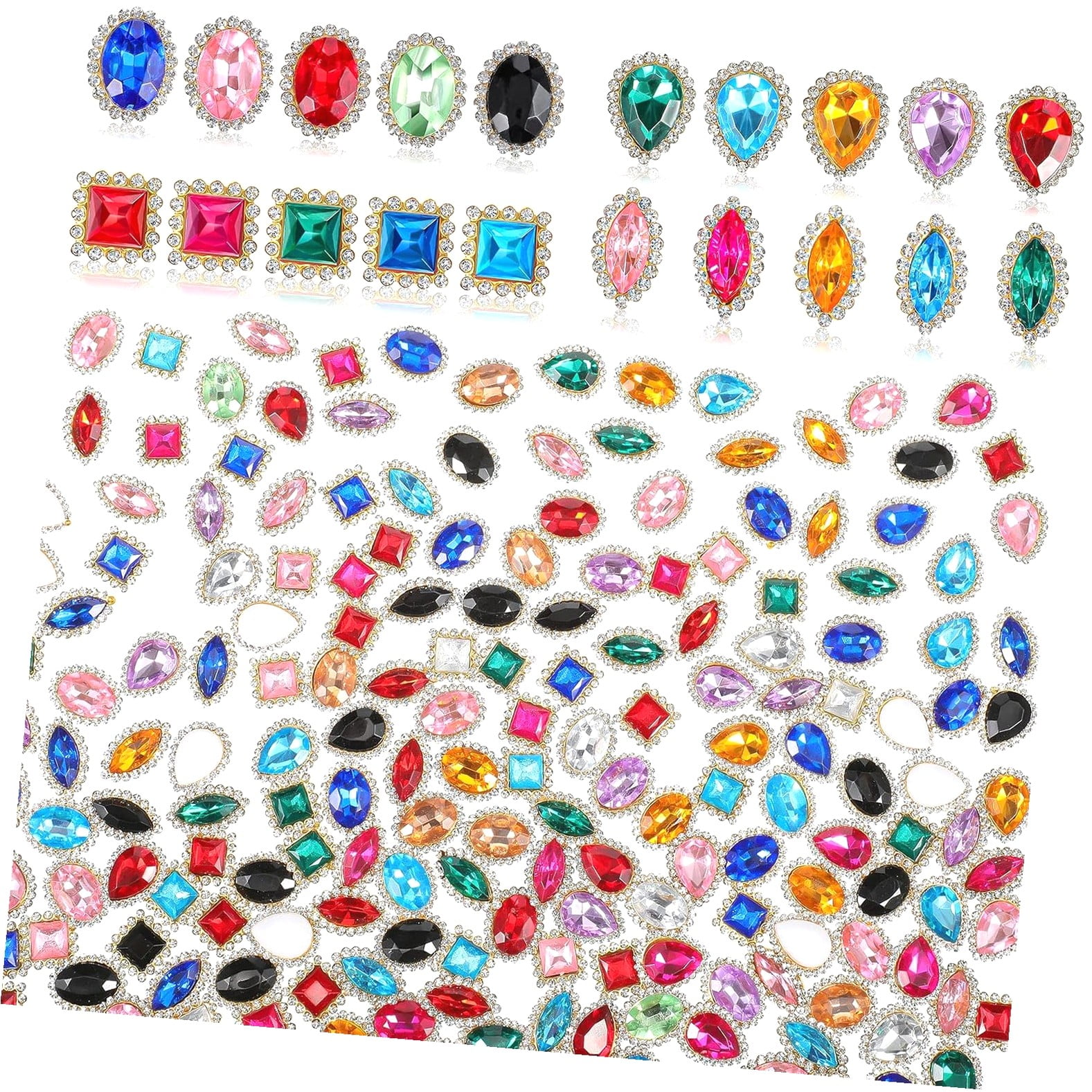 Highcool 200 Pieces for Crafting, Sew Rhinestone, Rhinestone Metal ...