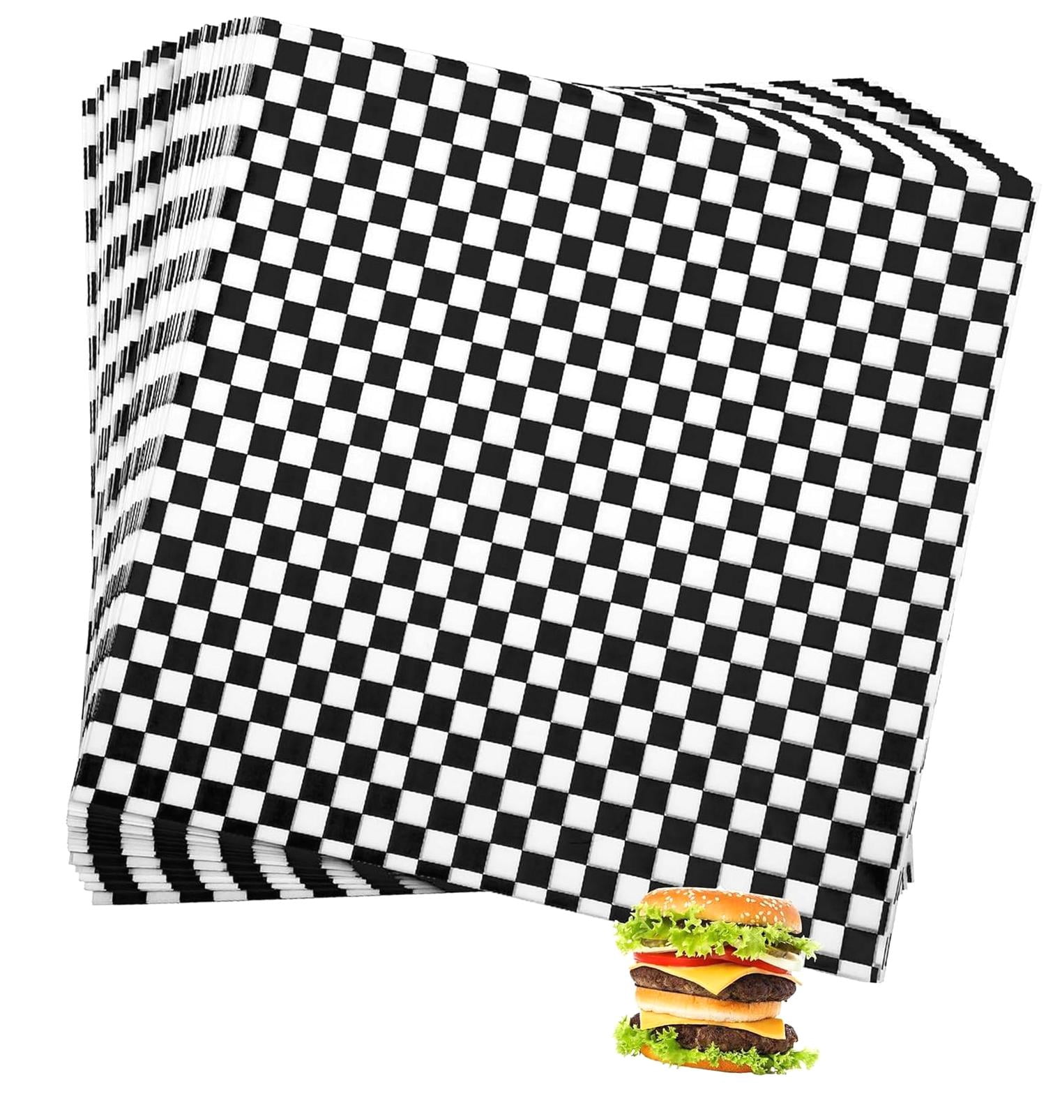 Highcool 200 Sheets and White Checkered Food Wrapping Paper, Dry Waxed ...