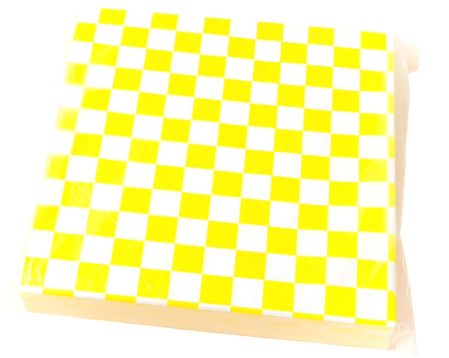 Highcool 200 Sheets Yellow and White Checkered Food Wrap, Dry Waxed ...