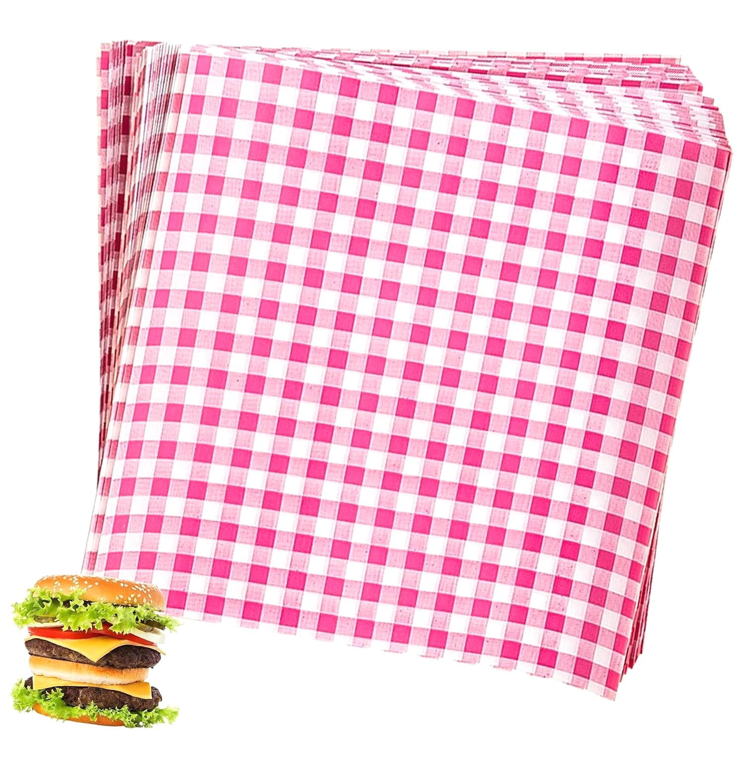 Highcool 200 Sheets of and White Checkered Food Wrap, Dry Waxed Deli ...