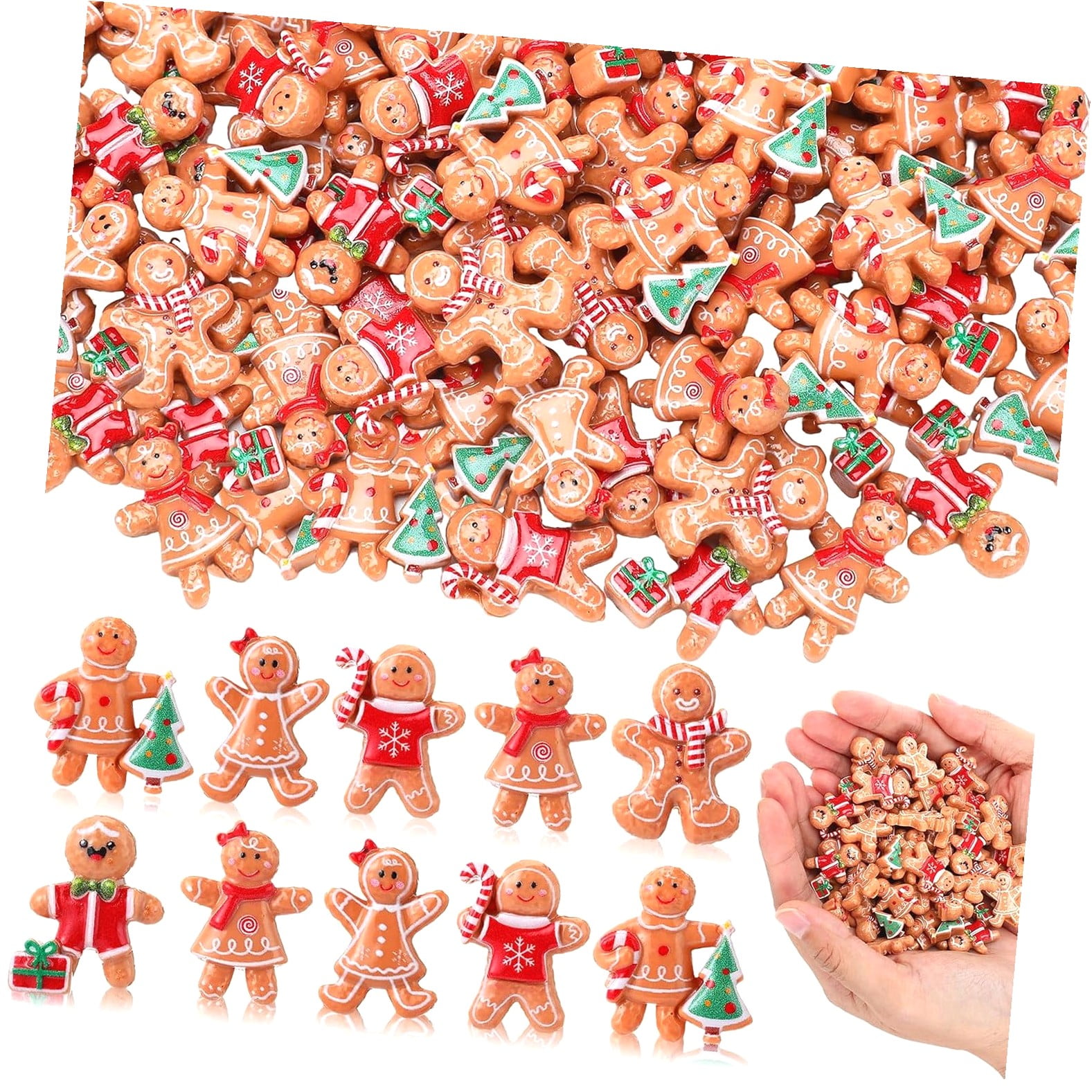 Highcool 210 Pieces Set Christmas Craft Assorted Flat Back Ornament ...