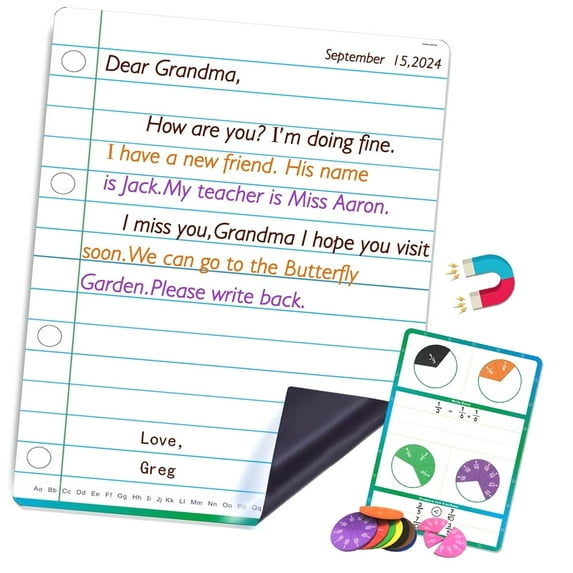 Highcool 23.3x16.5 inch Lined Paper for Whiteboard, Fraction Circles, Notebook Paper for ...