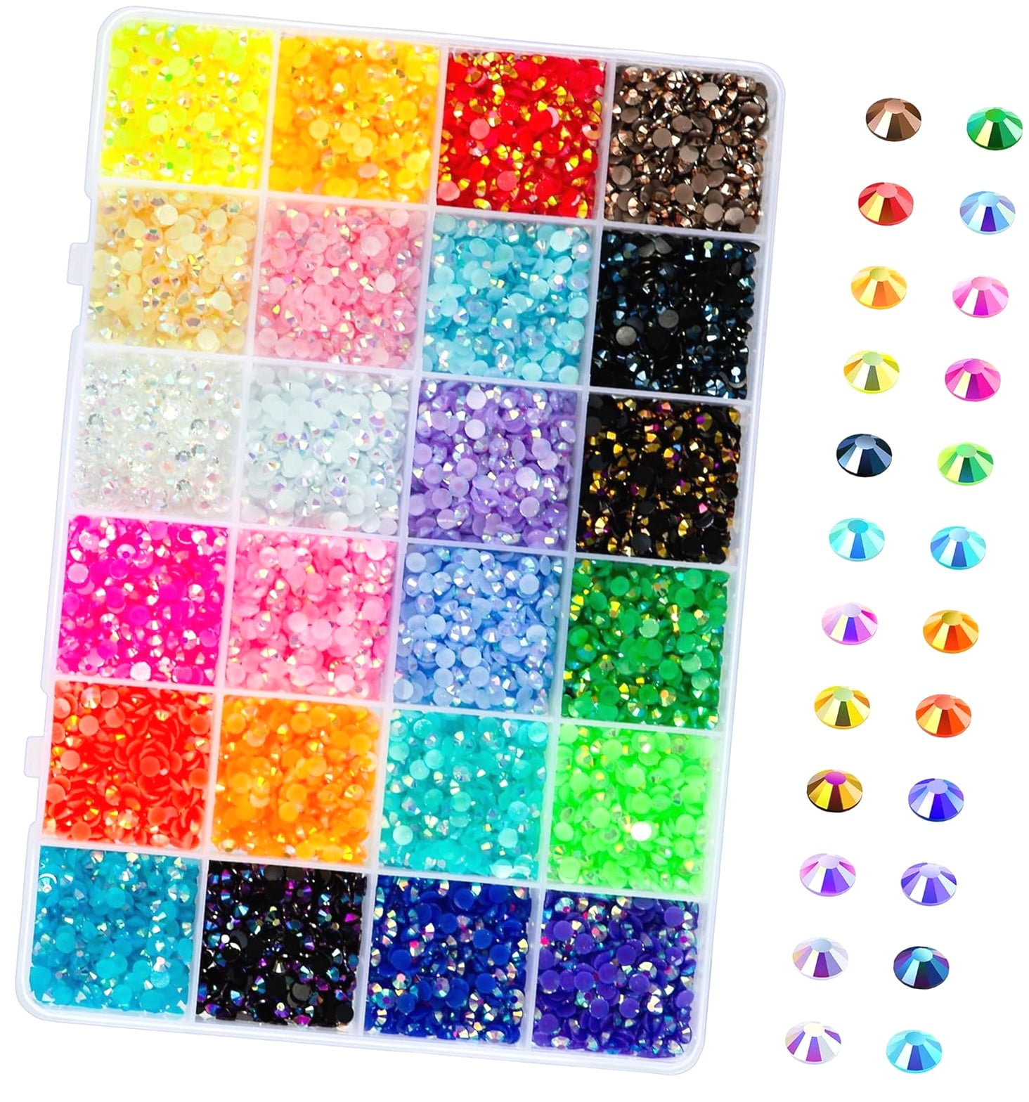 Highcool 24 Colors Rhinestones Flatback Bulk, 4mm Colored Rhinestones ...