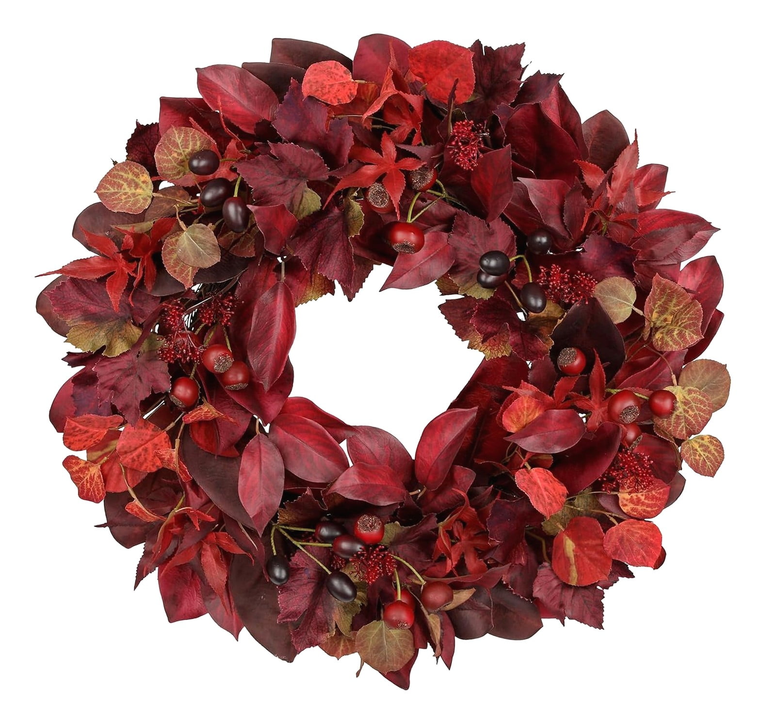 Highcool 24 Inch Artificial Fall Wreath for Door, Large Autumn Wreath ...