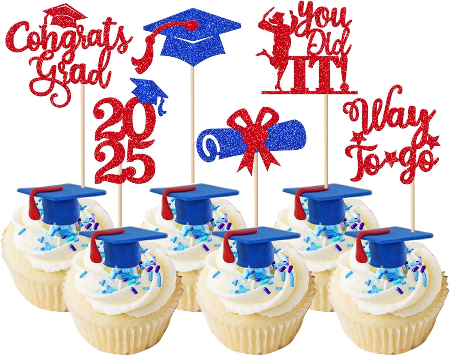 Highcool 24 Pa 2025 Graduation Cupcake Tors Glitter Class of 2025 Grad ...