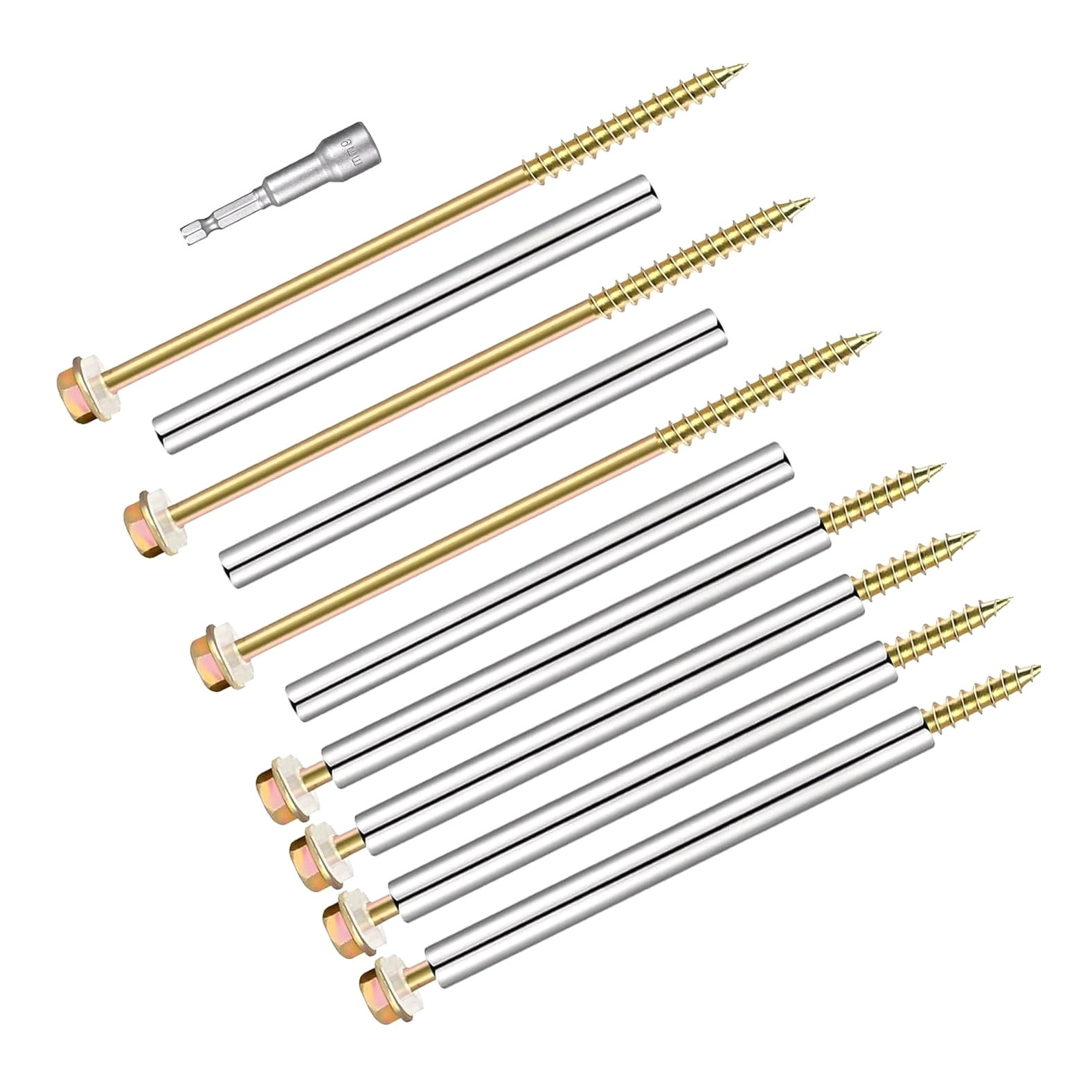 Highcool 24 Pack 7'' Gutter Screws with Steel Sleeve, for 5-Inch Roof ...
