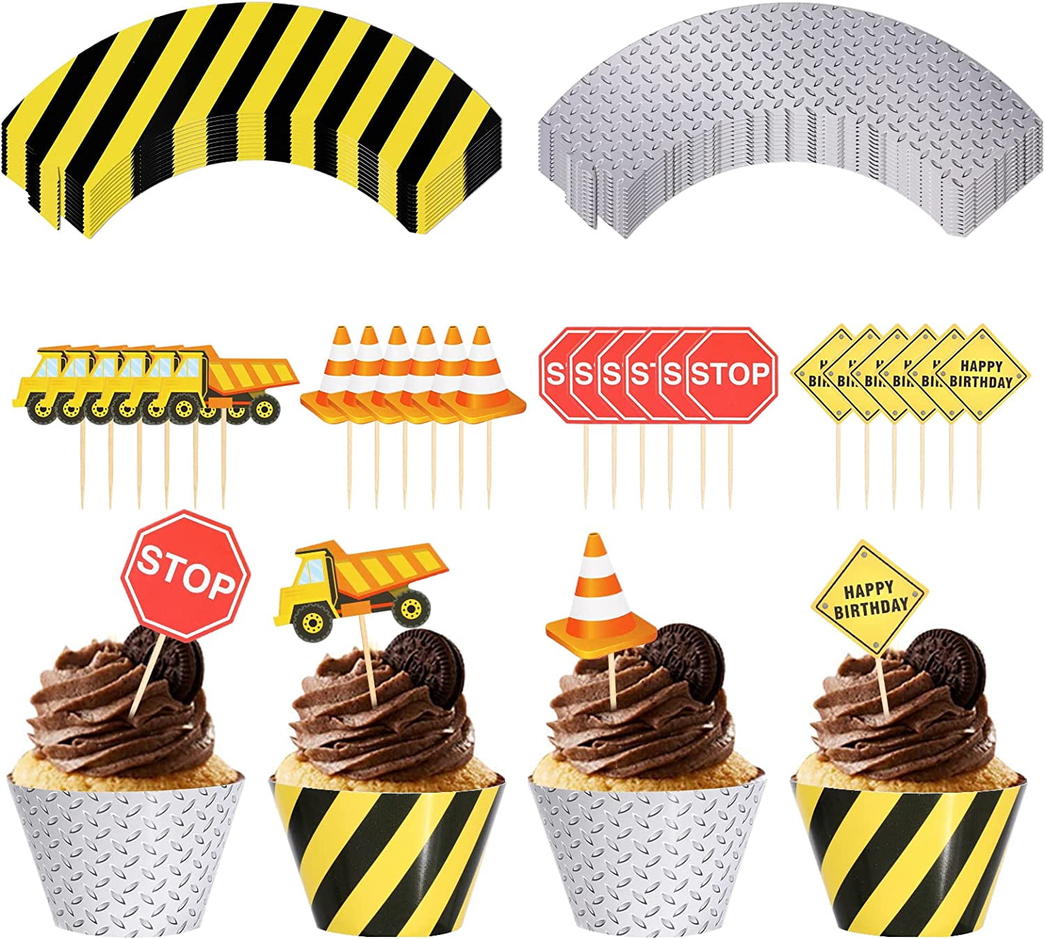 Highcool 24-Pack Cupcake Toppers and Wrappers, 24-Piece Baking Zone ...