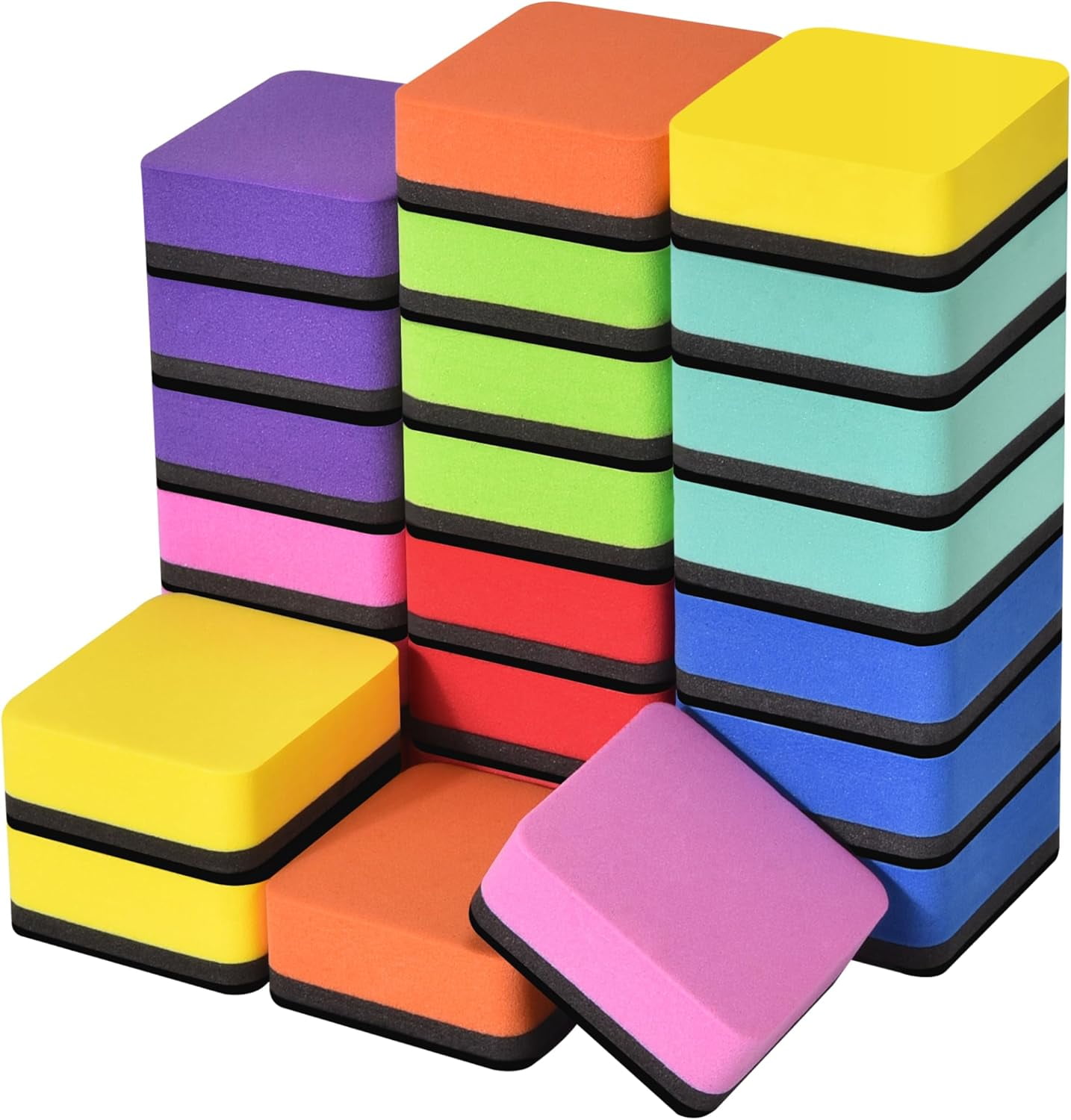 Highcool 24 Pack Square Whiteboard Erasers, 8 Colors for Students and ...