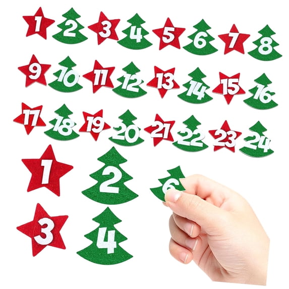 Highcool 24 Pcs Christmas Numbers Felt Stickers Advent Countdown ...