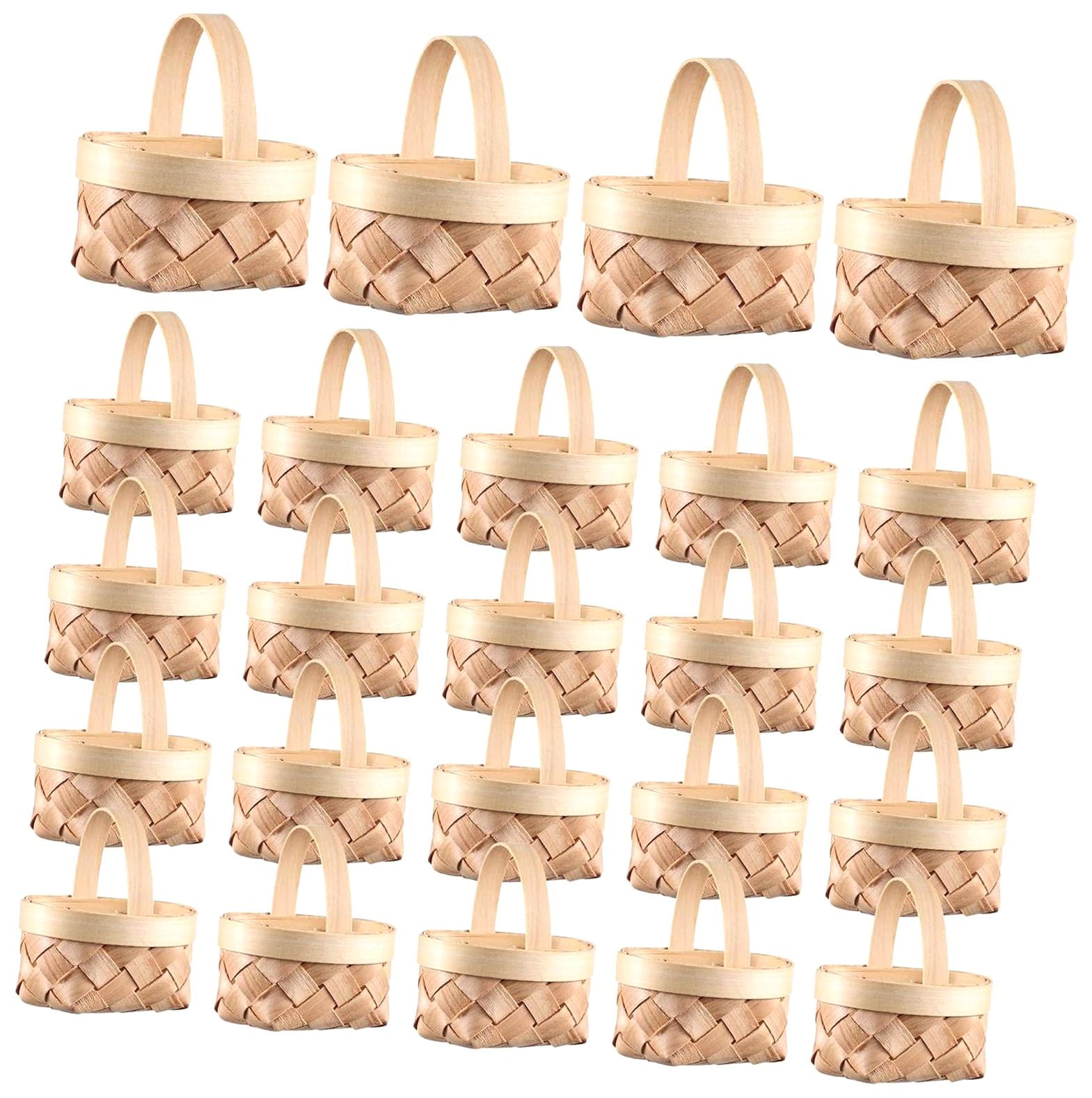 Highcool 24Pack Mini Woven Baskets with Handles, Wood Chip Baskets ...