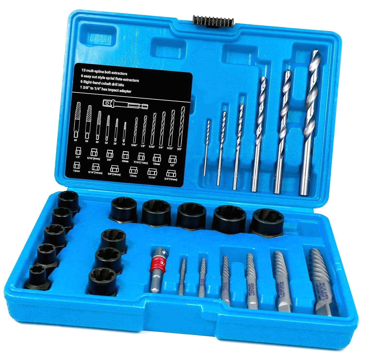 Highcool 26-Piece Multi-Size Extractor Set, Spiral Screw Extractor ...